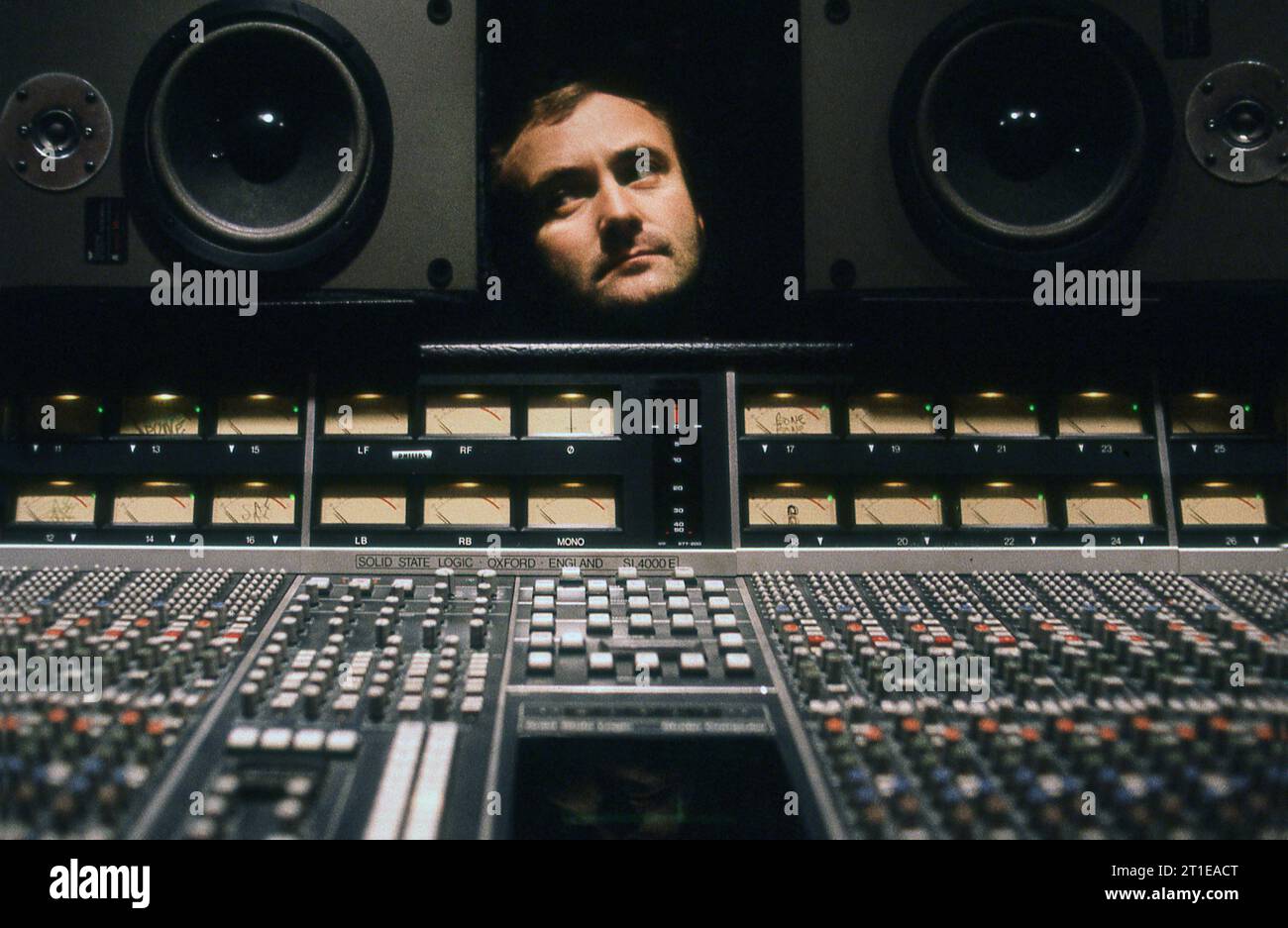 Phil Collins in his home recording studio in Surrey UK 1984 Stock Photo ...