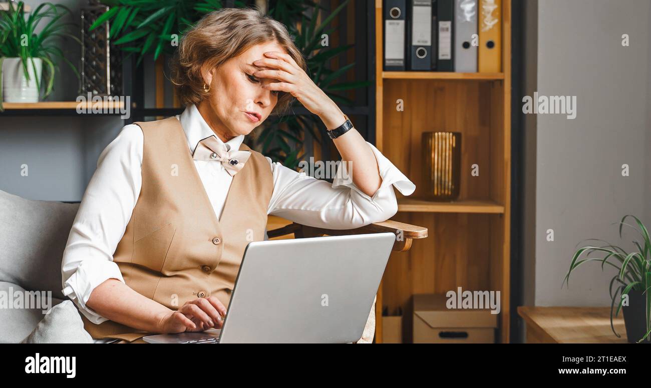 Stress, anxiety, problems. Tired thinking confident mature middle aged ...