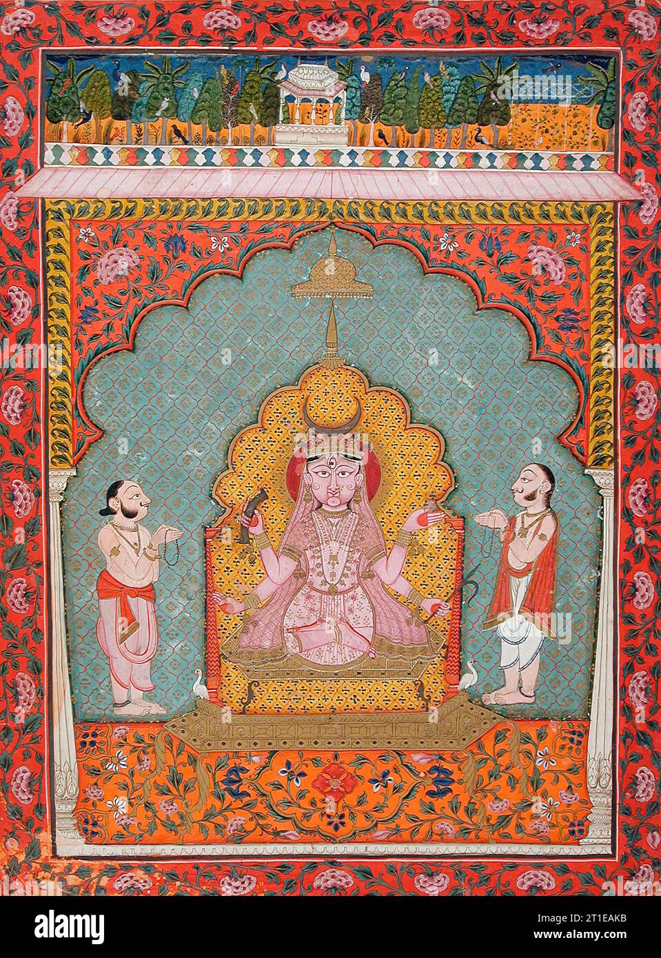 Durga Being Worshipped by Two Devotees (image 1 of 3), c1850 Stock ...