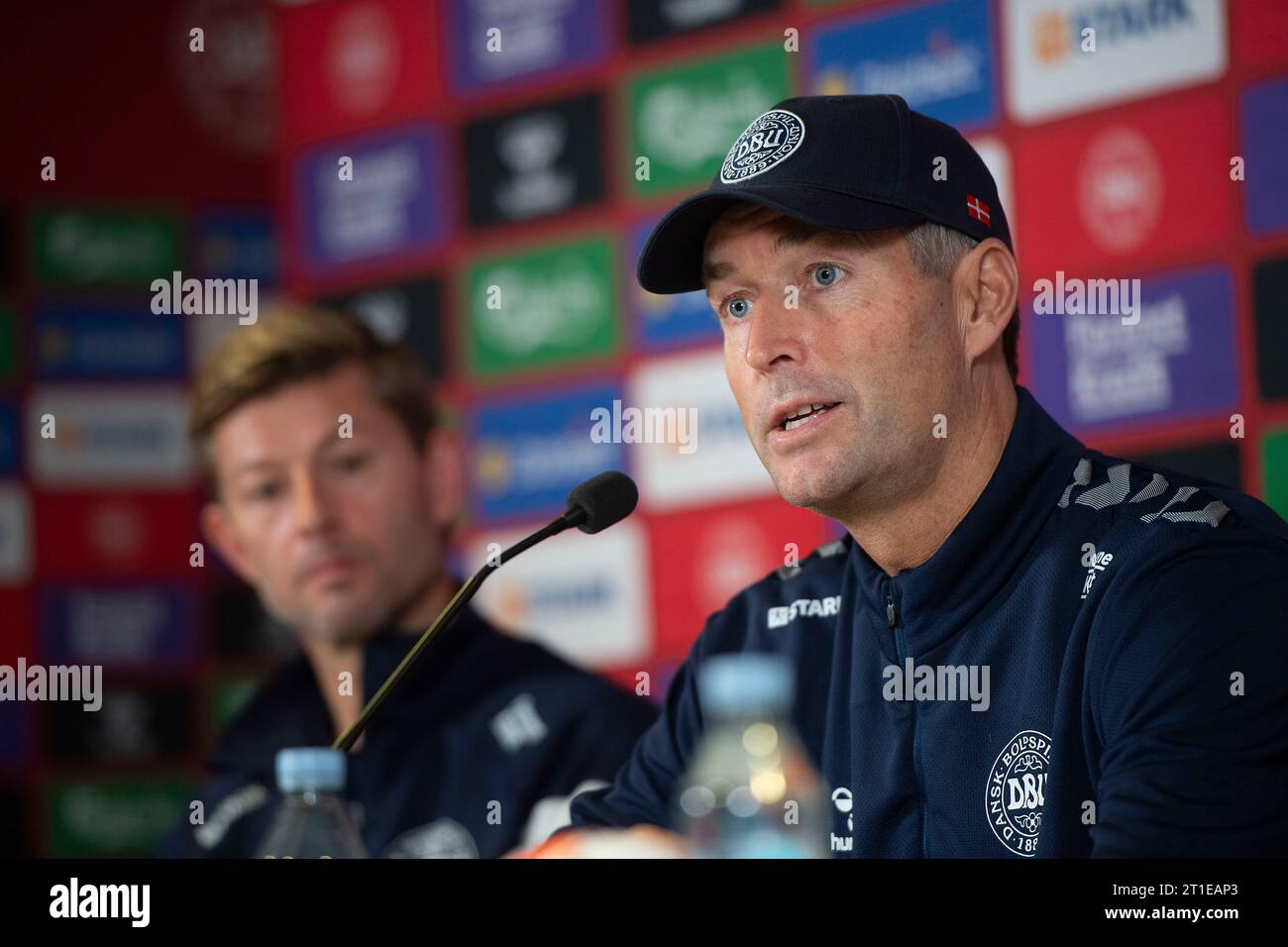 Denmarks coach Kasper Hjulmand attends a press conference of the Danish ...