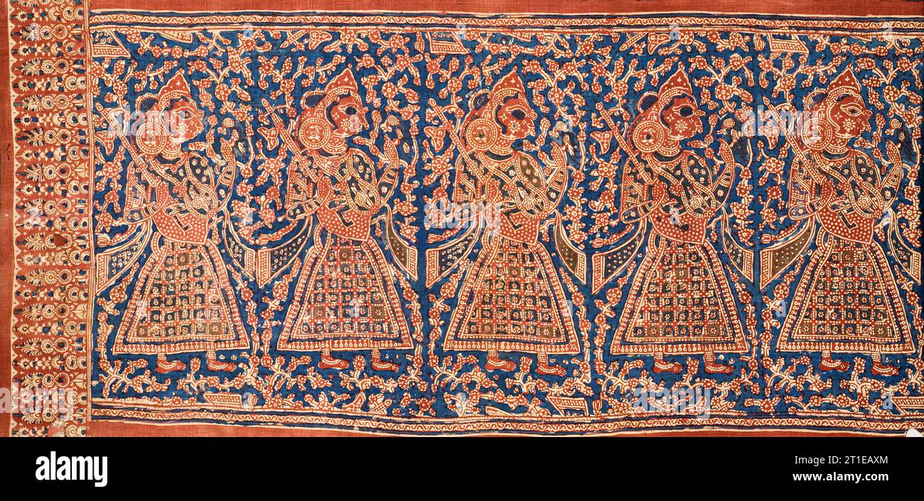 Ceremonial Cloth and Heirloom Textile with Row of Female Musicians ...