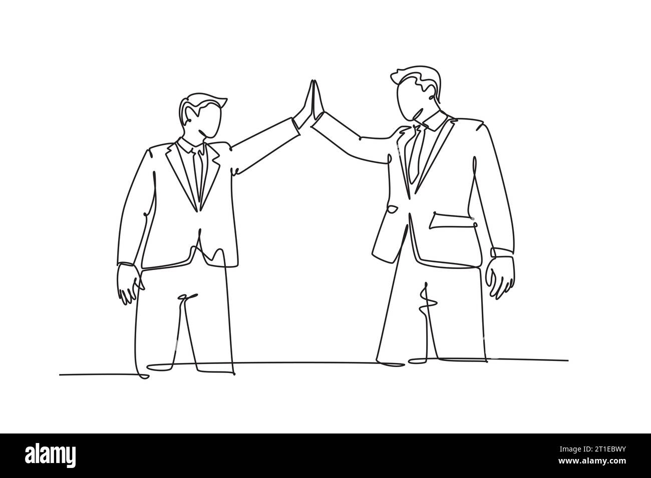 Single continuous line drawing of two young happy businessmen ...