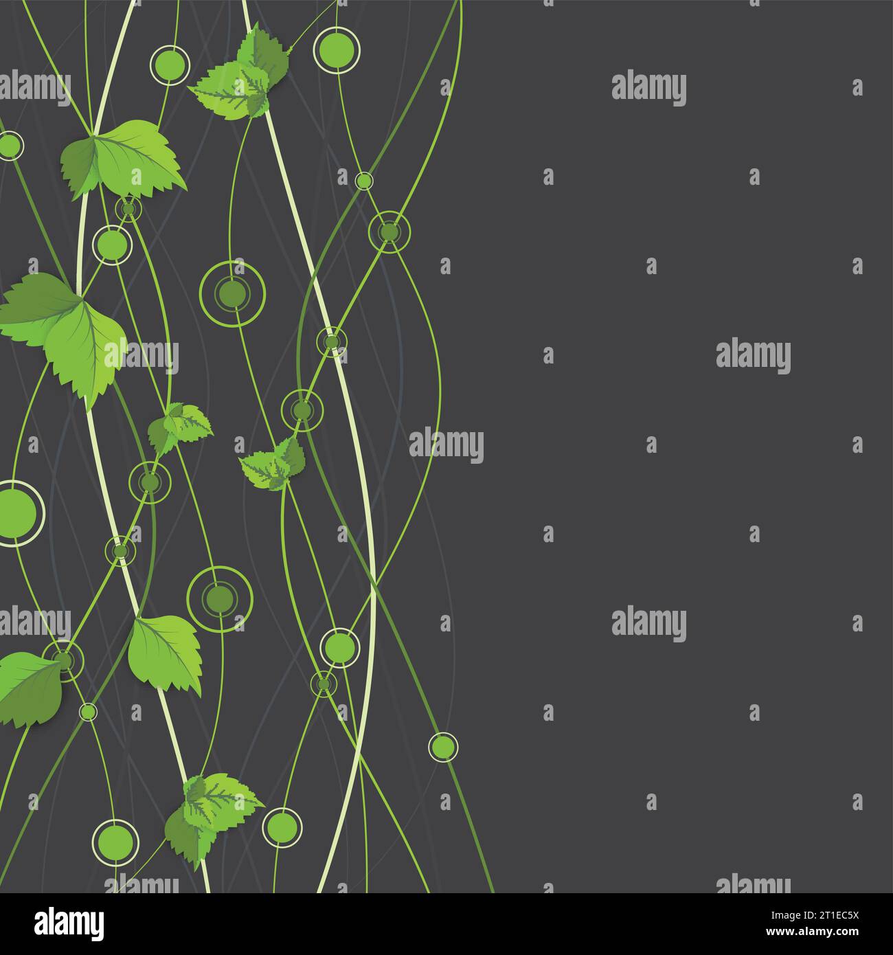 Green color wave with leaves. Nature theme vector Stock Vector Image ...