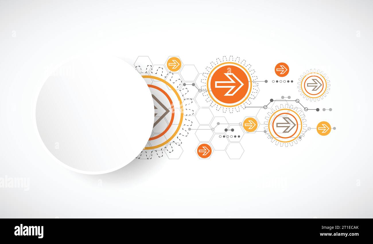 Arrow tech abstract orange background Stock Vector Images - Alamy