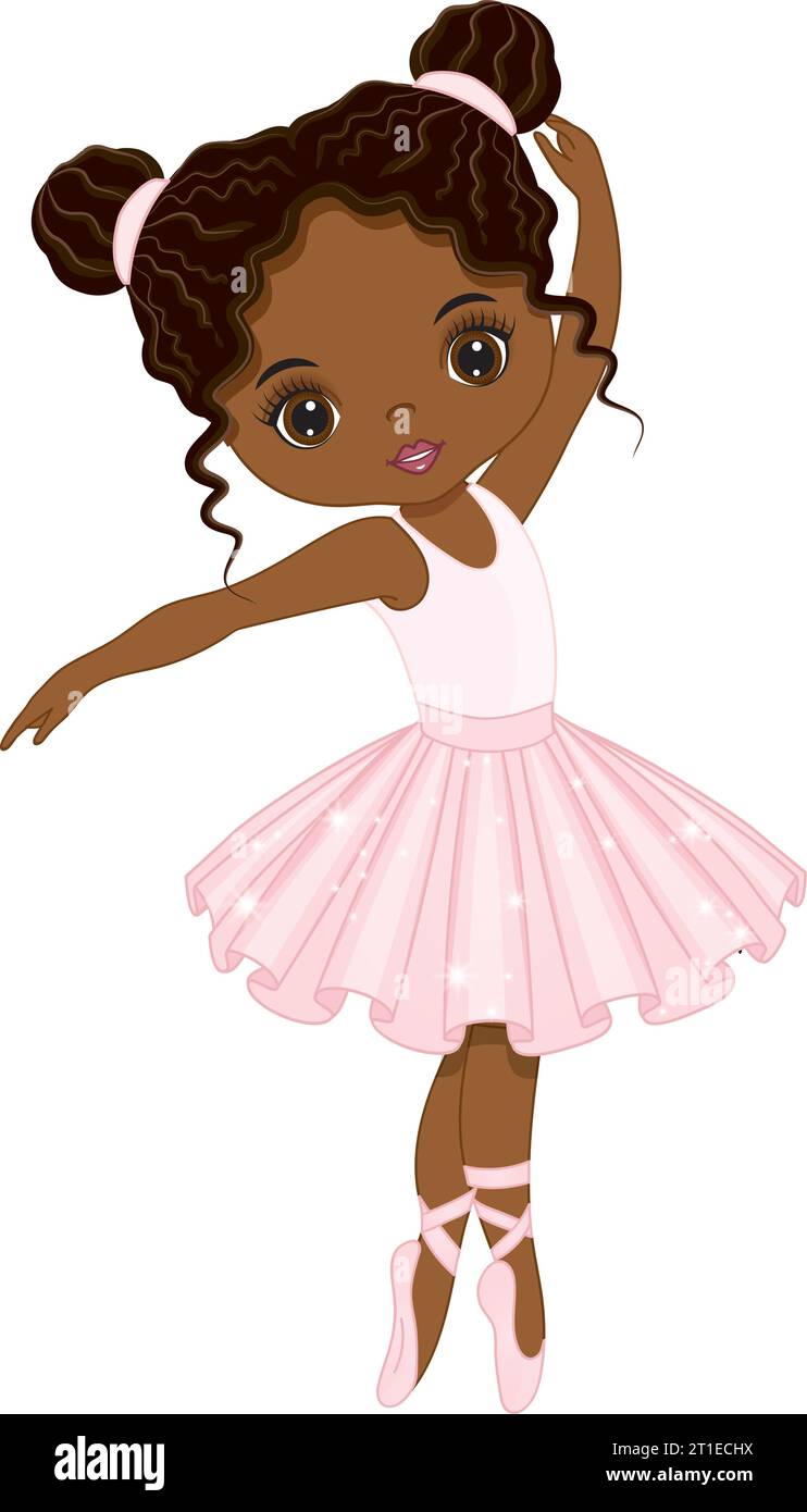 Vector Beautiful African American Ballerina Dancing Stock Vector Image ...
