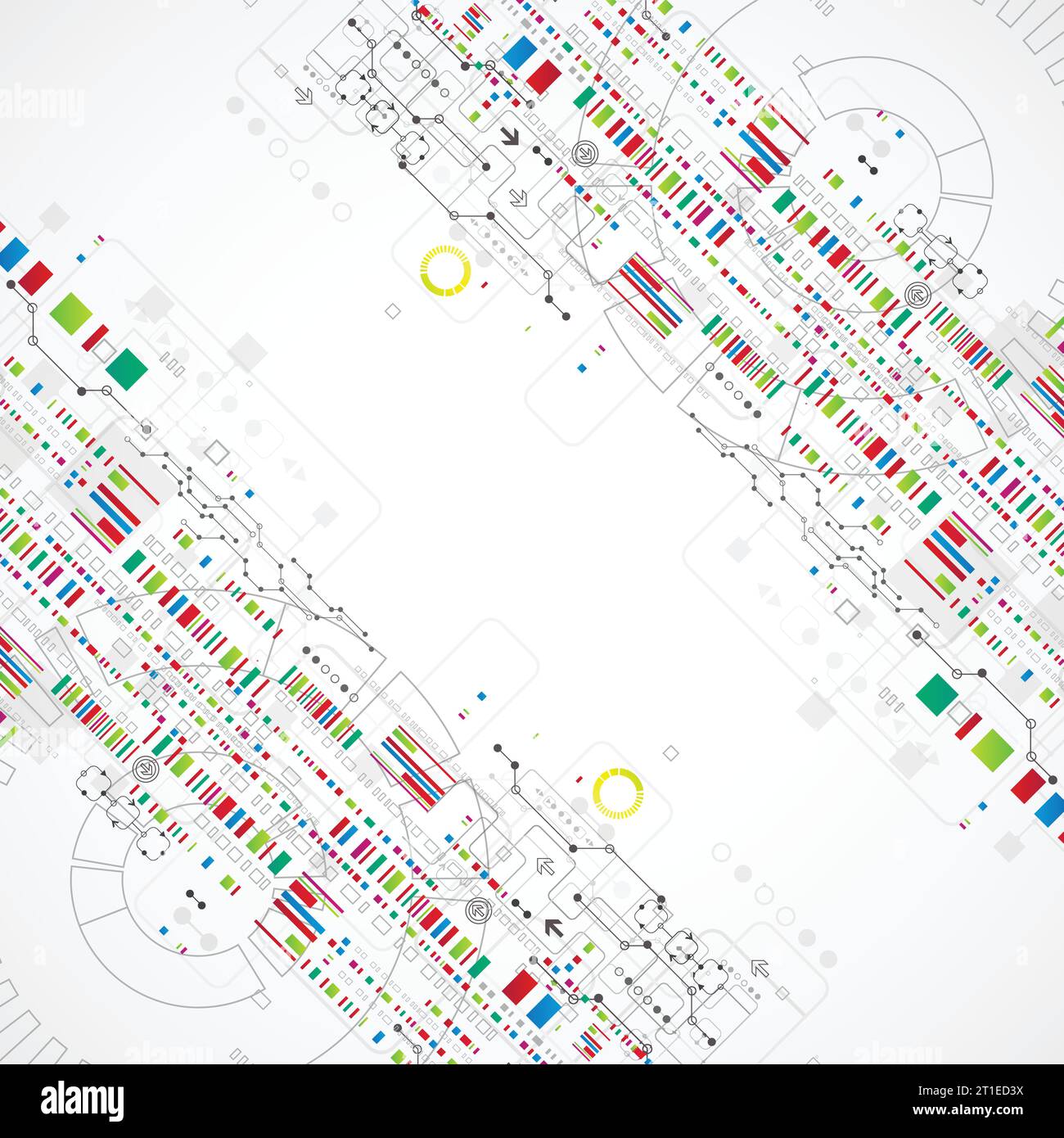 Abstract technology background with various technological elements ...