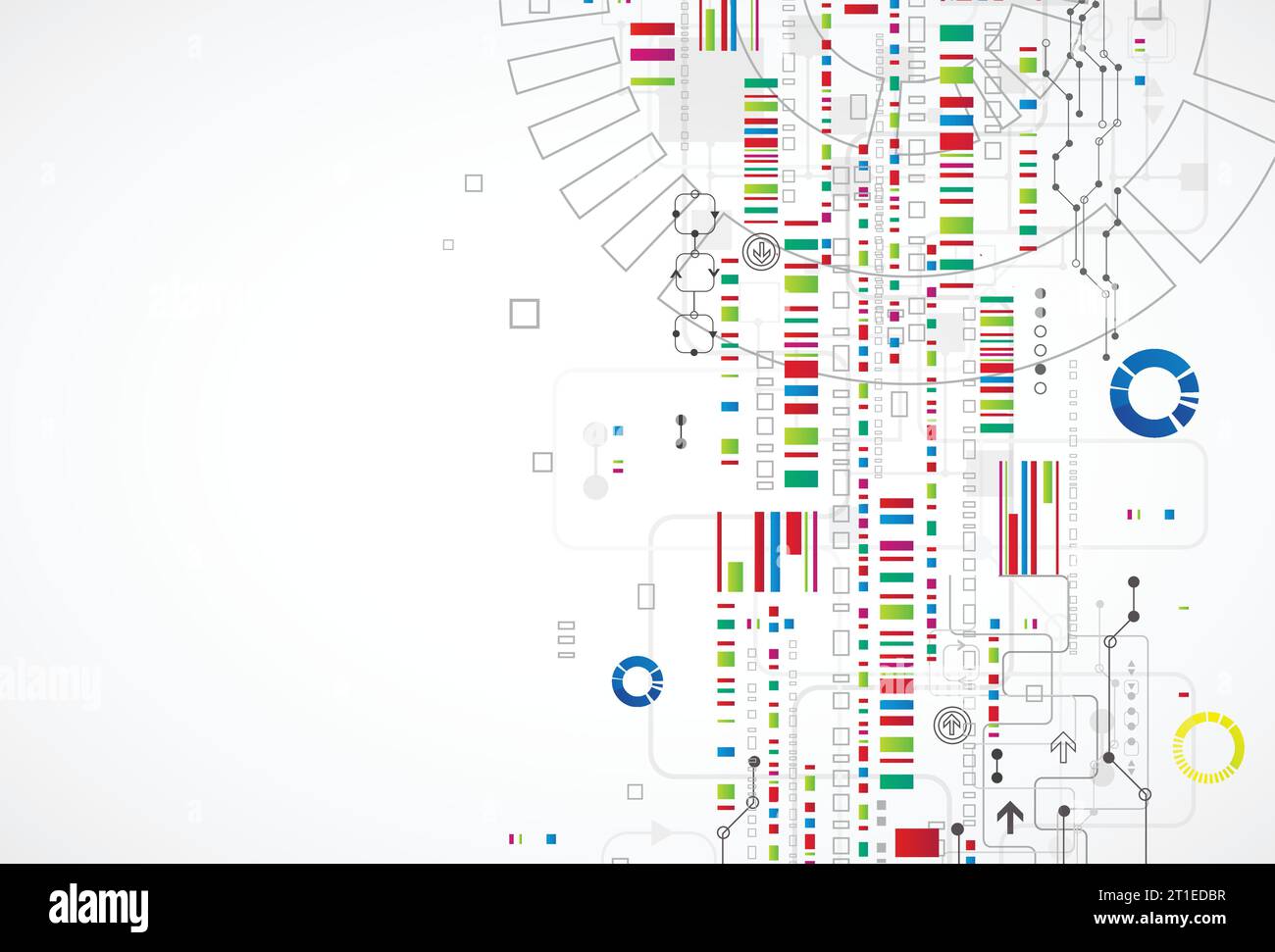 Abstract technology background with various technological elements ...