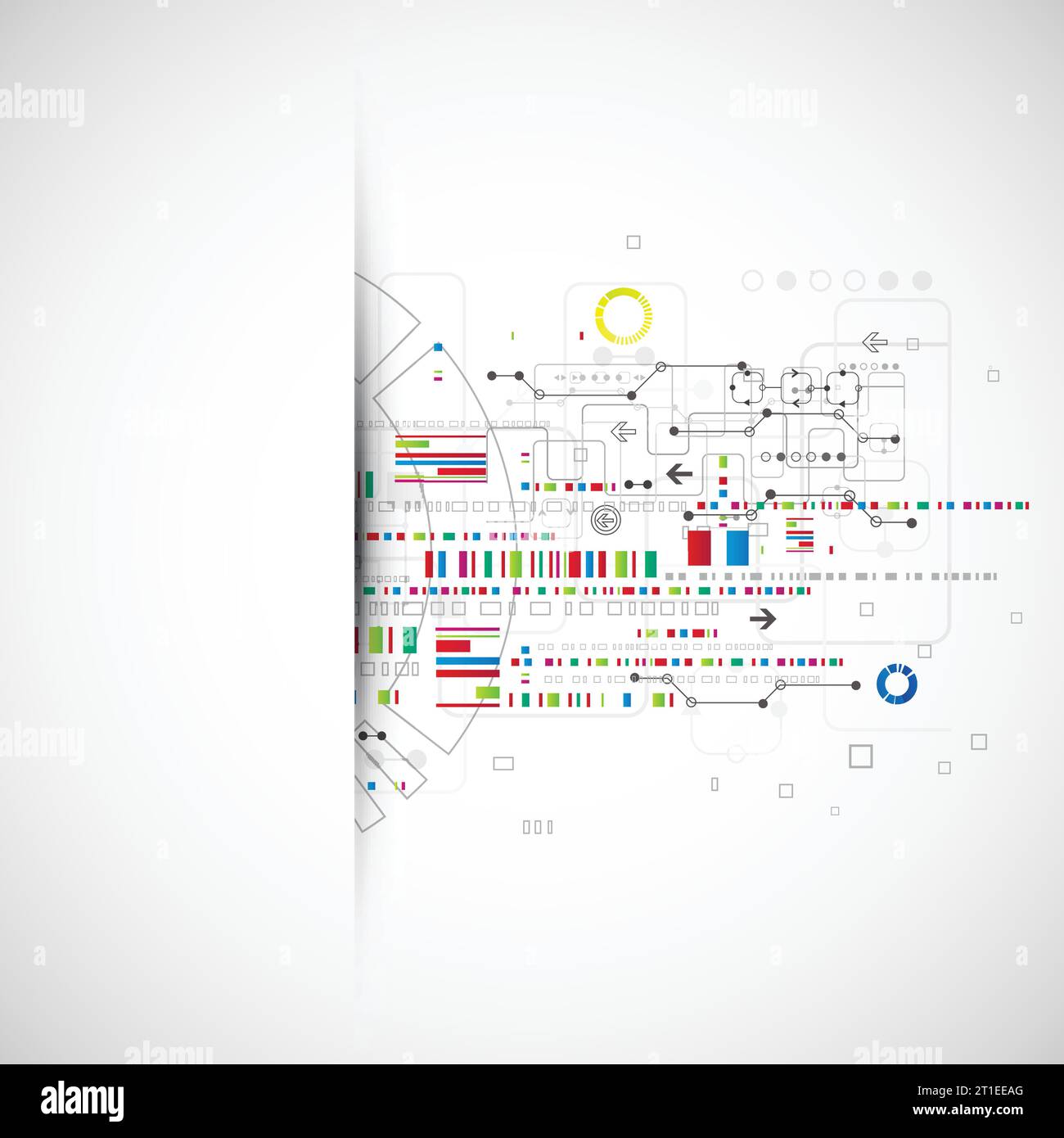 Abstract technology background with various technological elements ...