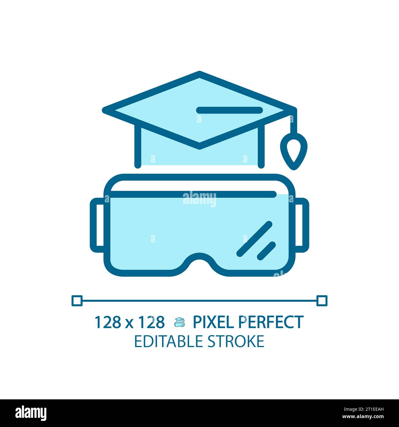 2D thin linear blue VR goggles and education icon Stock Vector Image & Art - Alamy