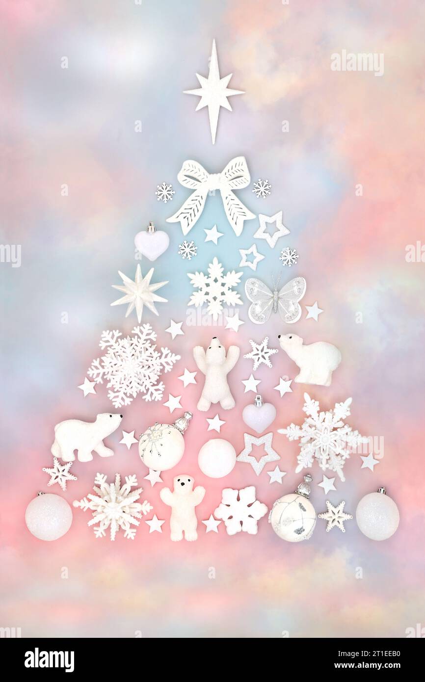 Christmas tree fantasy North Pole design with white bauble decorations ...