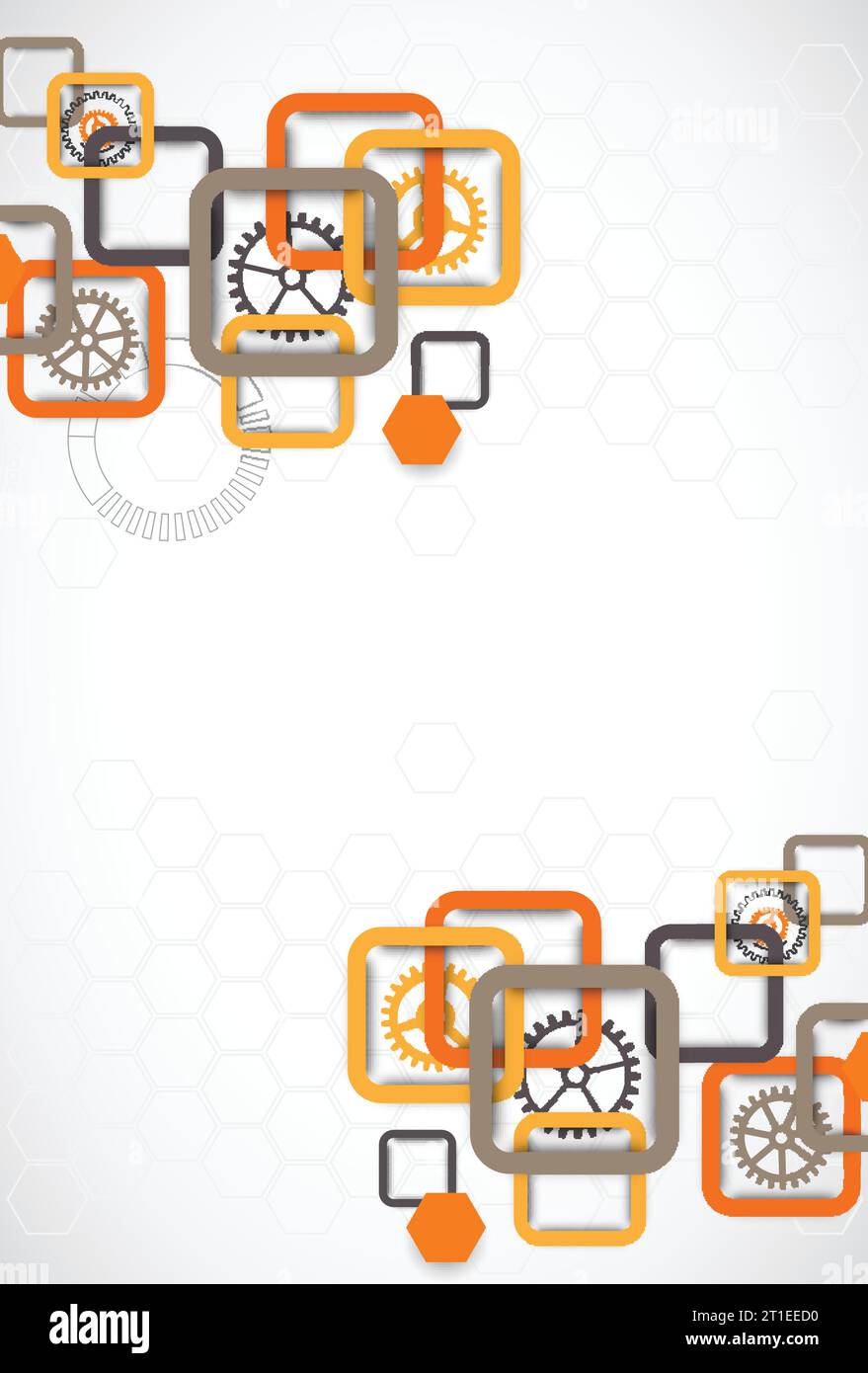Abstract technology square background with cogwheels. Vector Stock ...