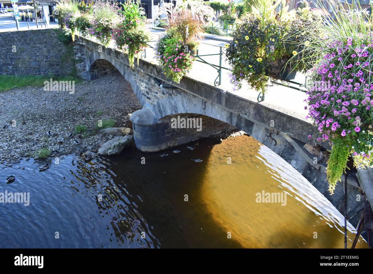 arch bridge with flowers Stock Photo - Alamy