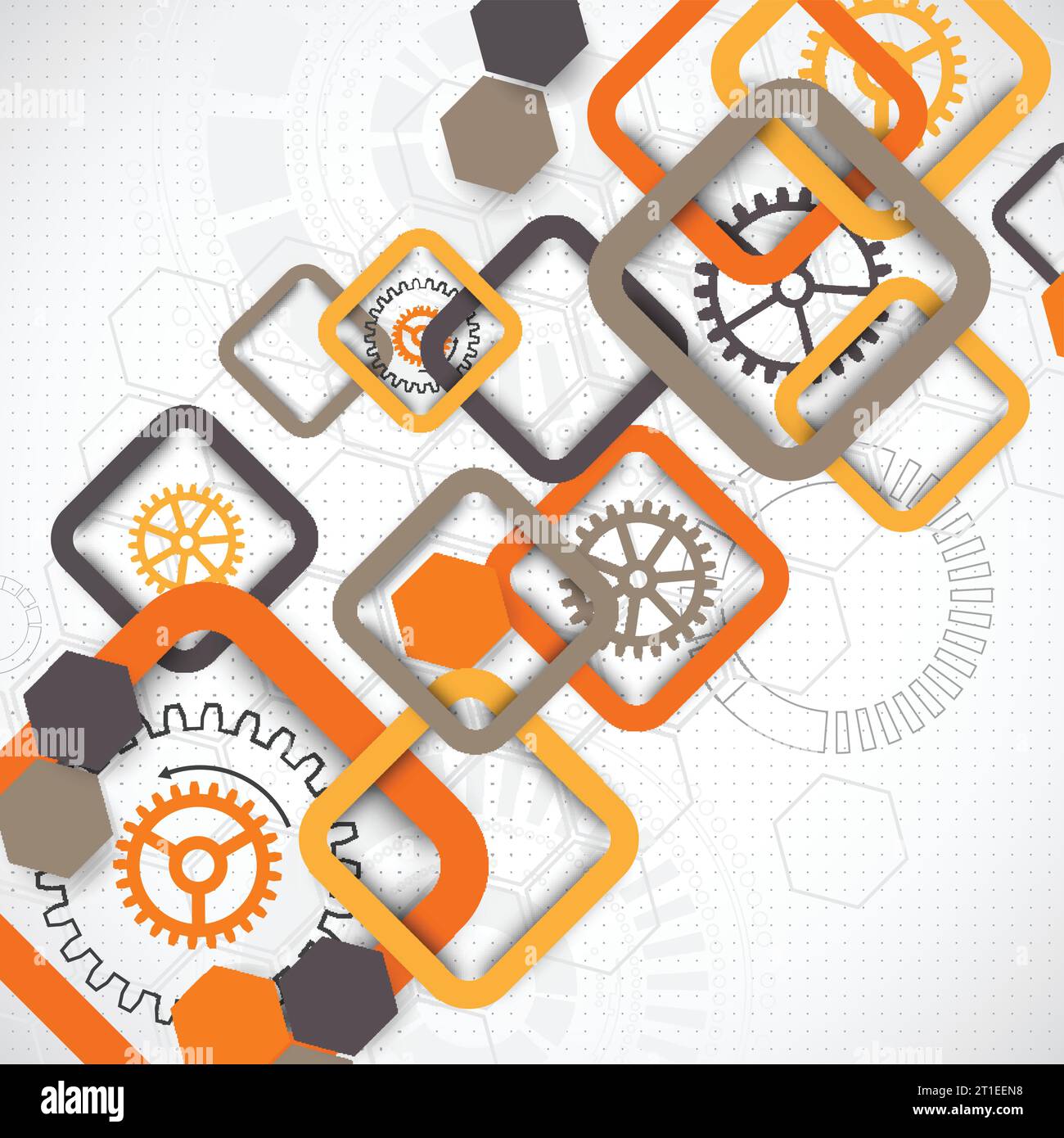 Abstract technology square background with cogwheels. Vector Stock ...