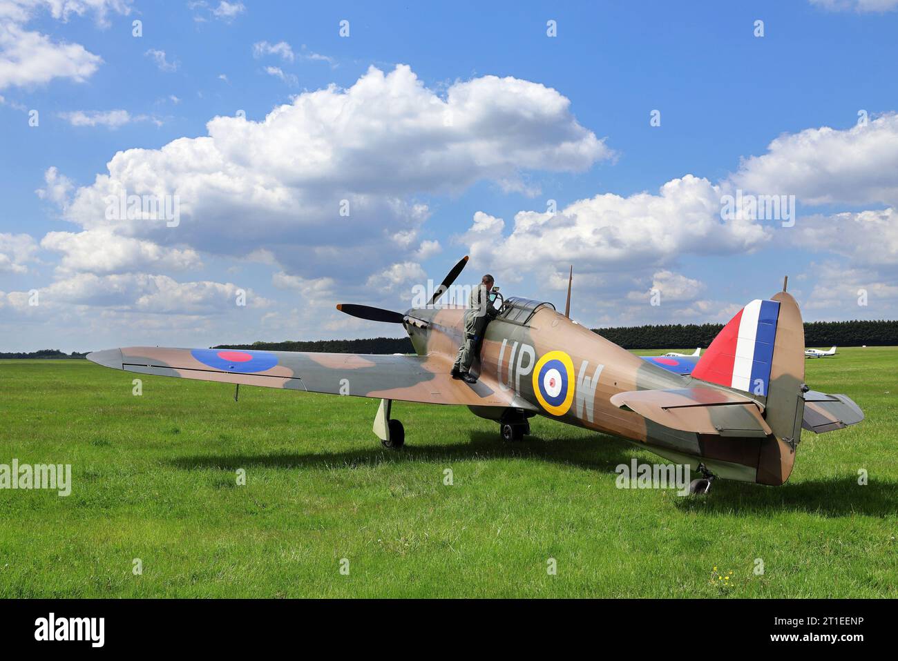 World War 2 two seater Hawker Hurrciane fighter plane preparing for ...