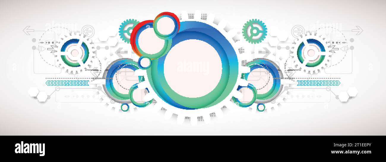 Abstract technological background with various technological elements ...