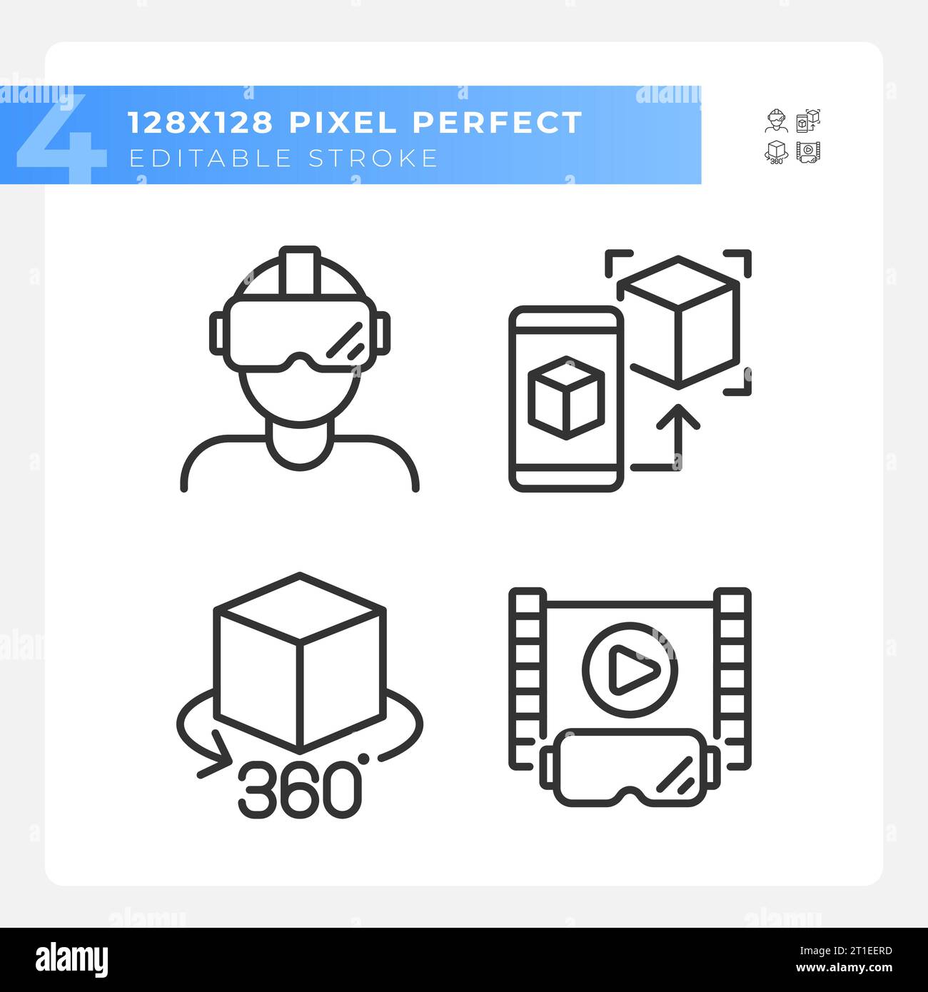 Simple editable black VR, AR and MR icons pack Stock Vector Image & Art ...