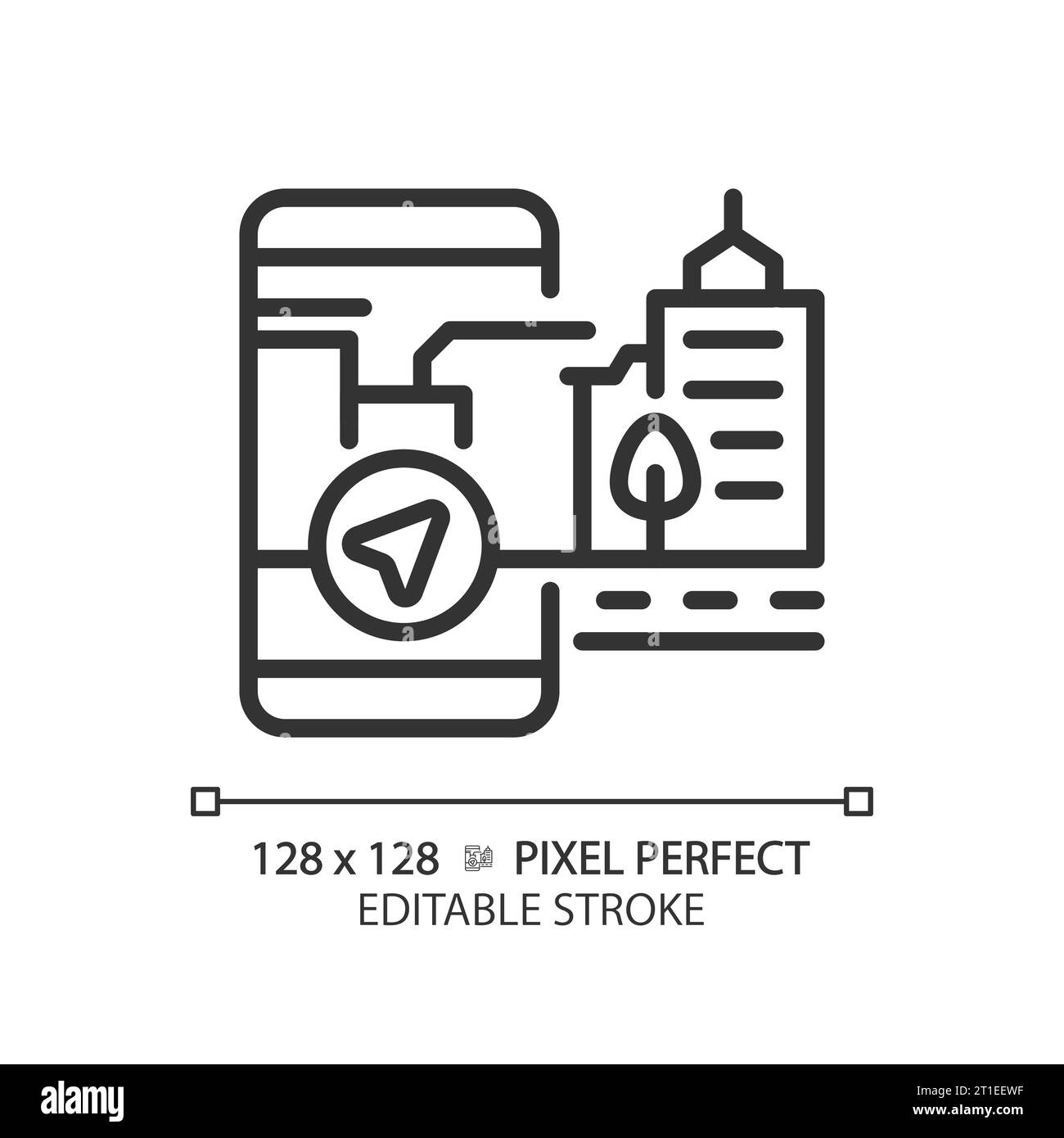 2D thin linear black map navigation icon Stock Vector Image & Art - Alamy