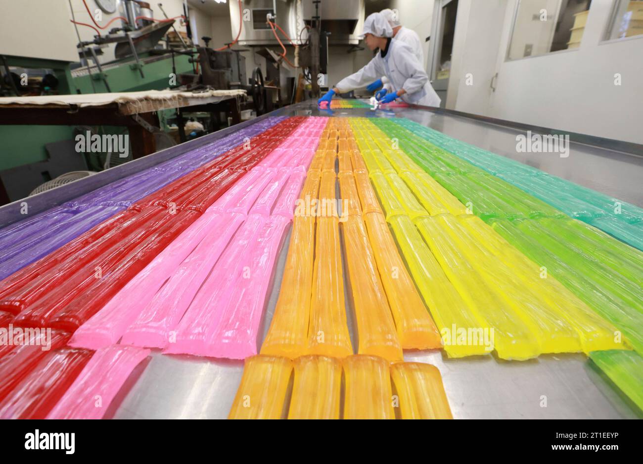 Chitose ame (candy) for Shichi-go-san festival are made at a factory in ...