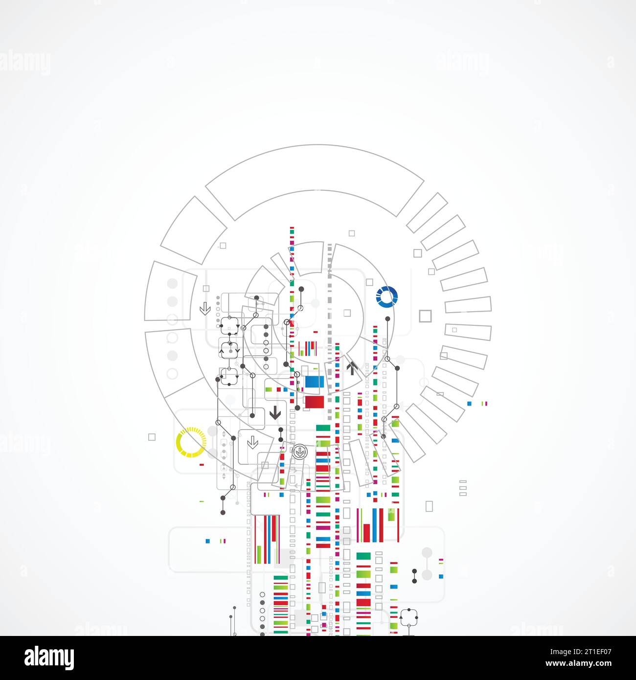 Abstract technology background with various technological elements ...