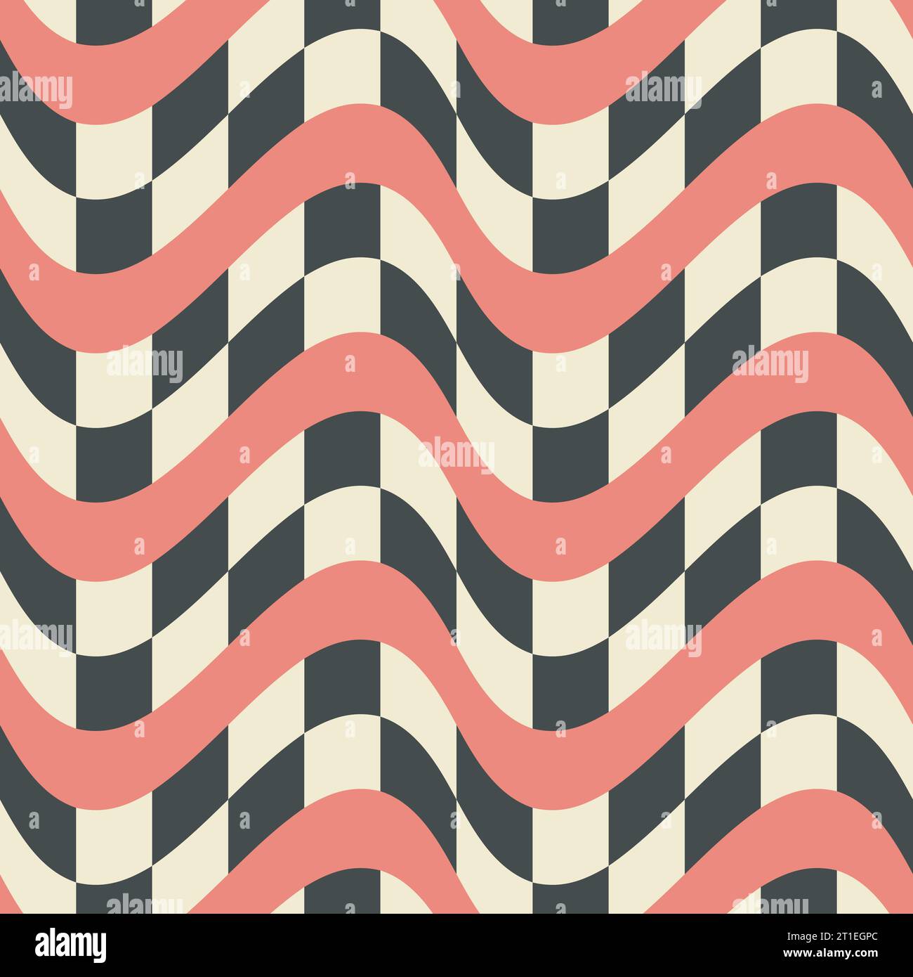 Checkered wave line abstract seamless pattern swatch. Decorative ...
