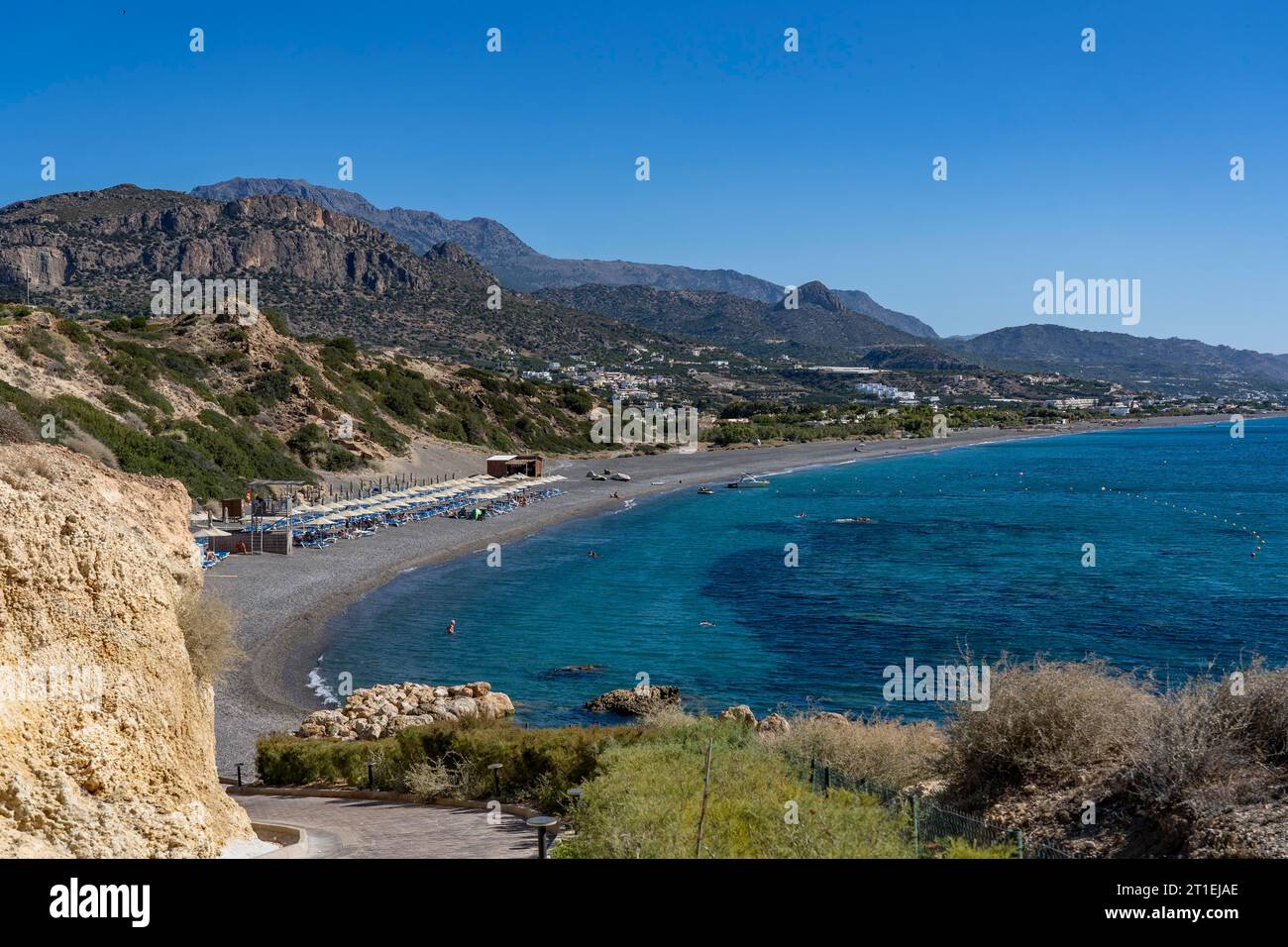 Bay at Koutsounari Beach, on the island of Crete, in the southeast of ...