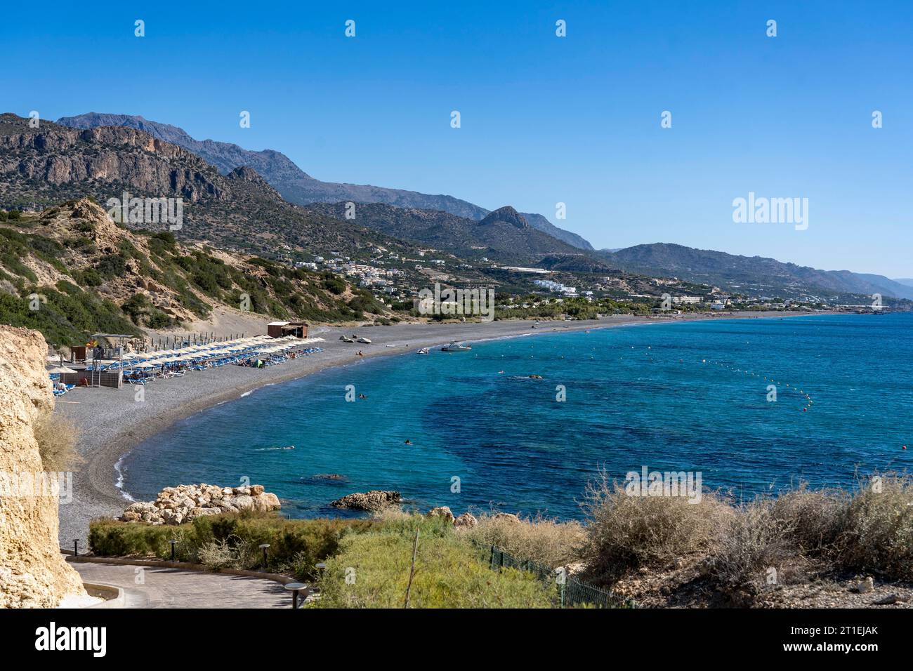 Bay at Koutsounari Beach, on the island of Crete, in the southeast of ...