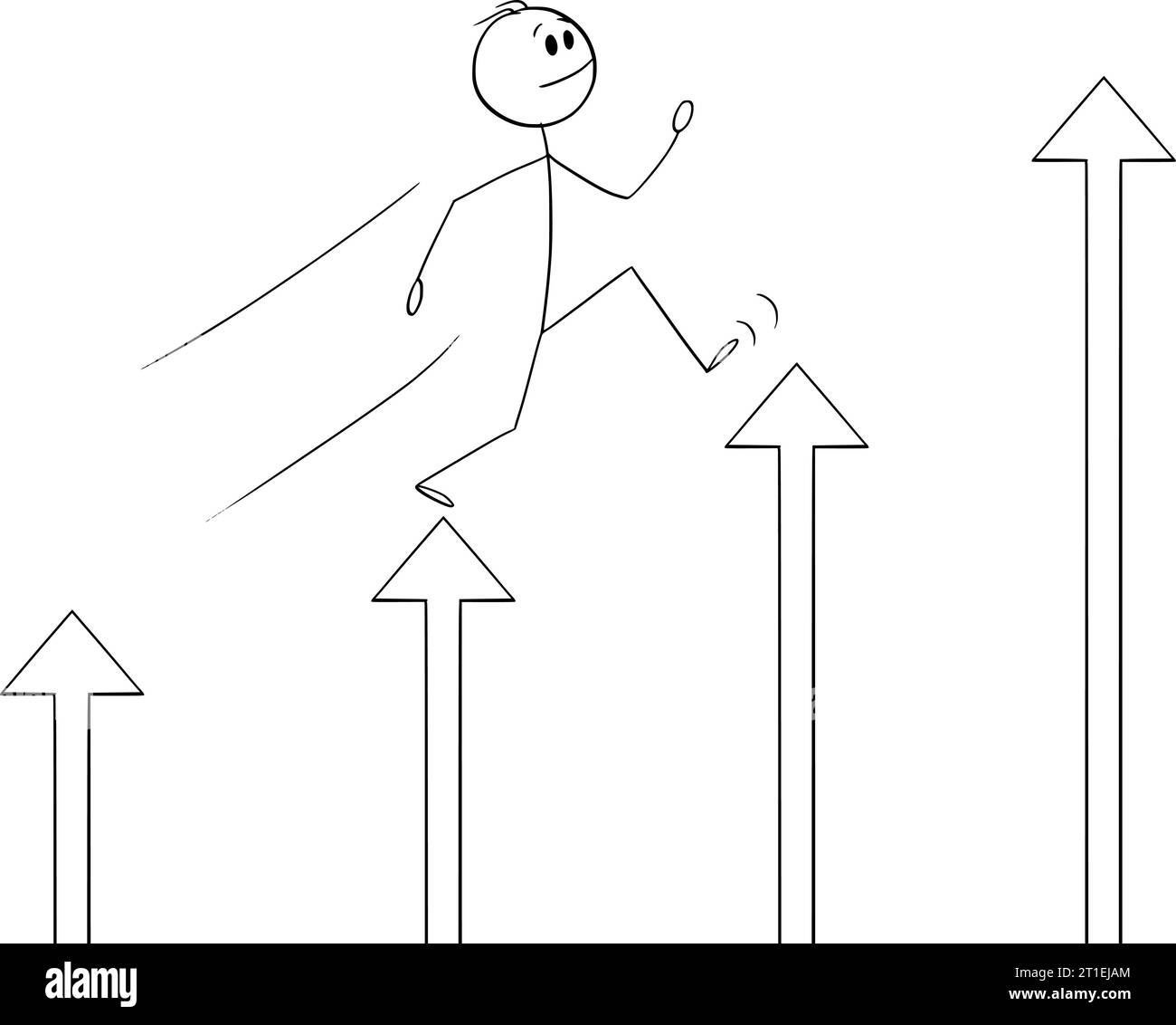 Businessman and Market Growth, Vector Cartoon Stick Figure Illustration ...