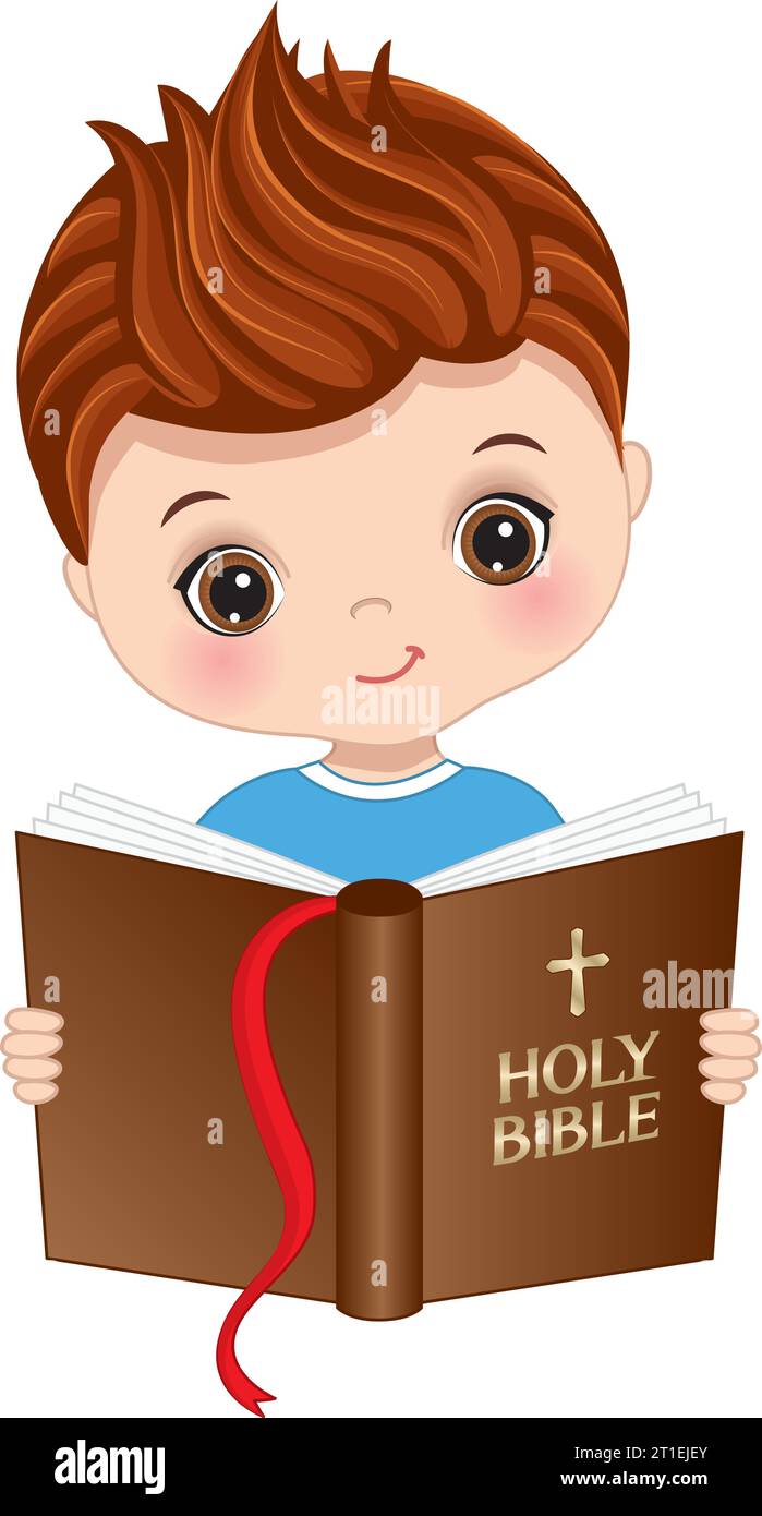 Vector Cute Little Boy Studying Bible Stock Vector Image & Art - Alamy
