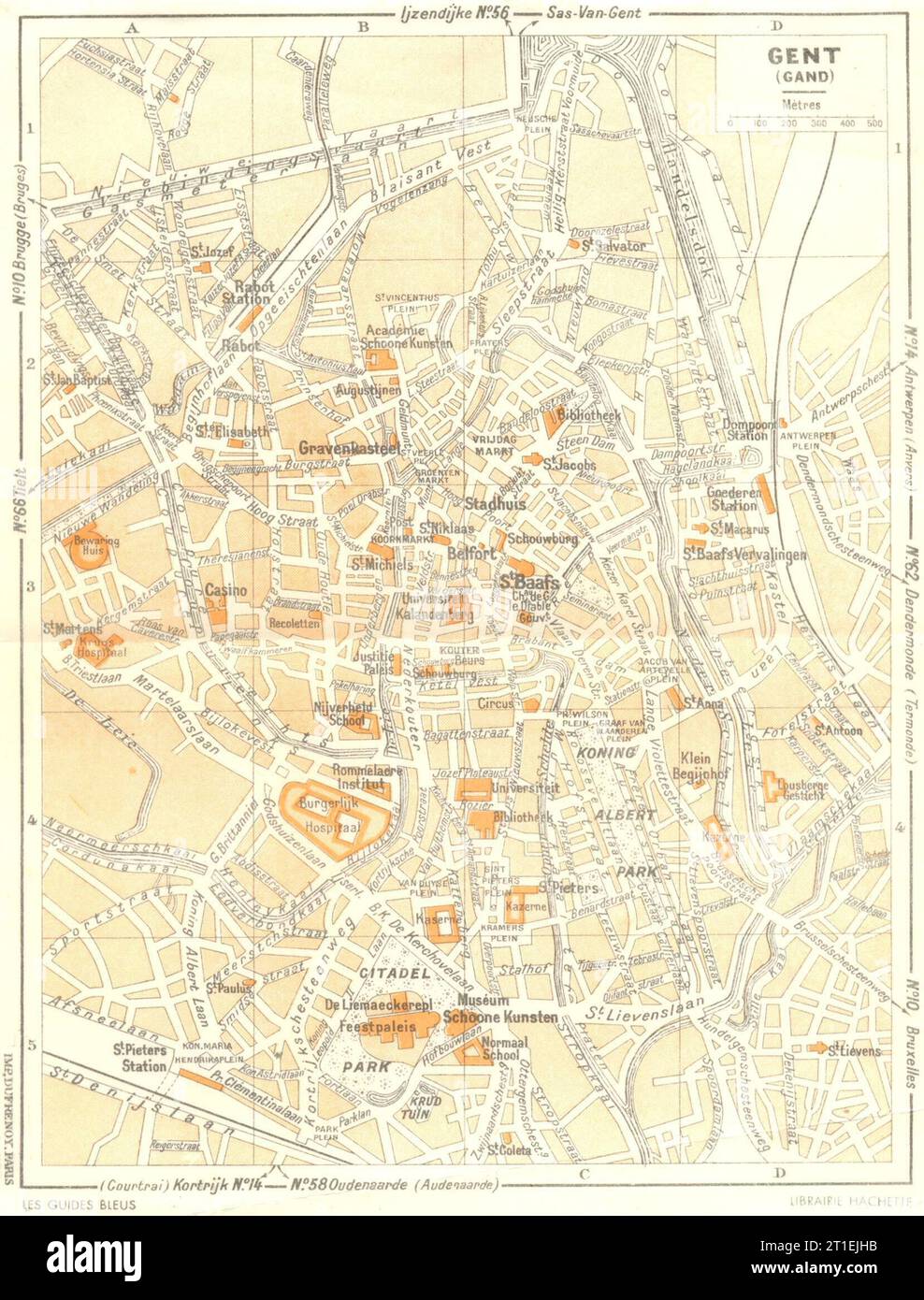 BELGIUM. Gand(Gent). Ghent 1953 old vintage map plan chart Stock Photo ...