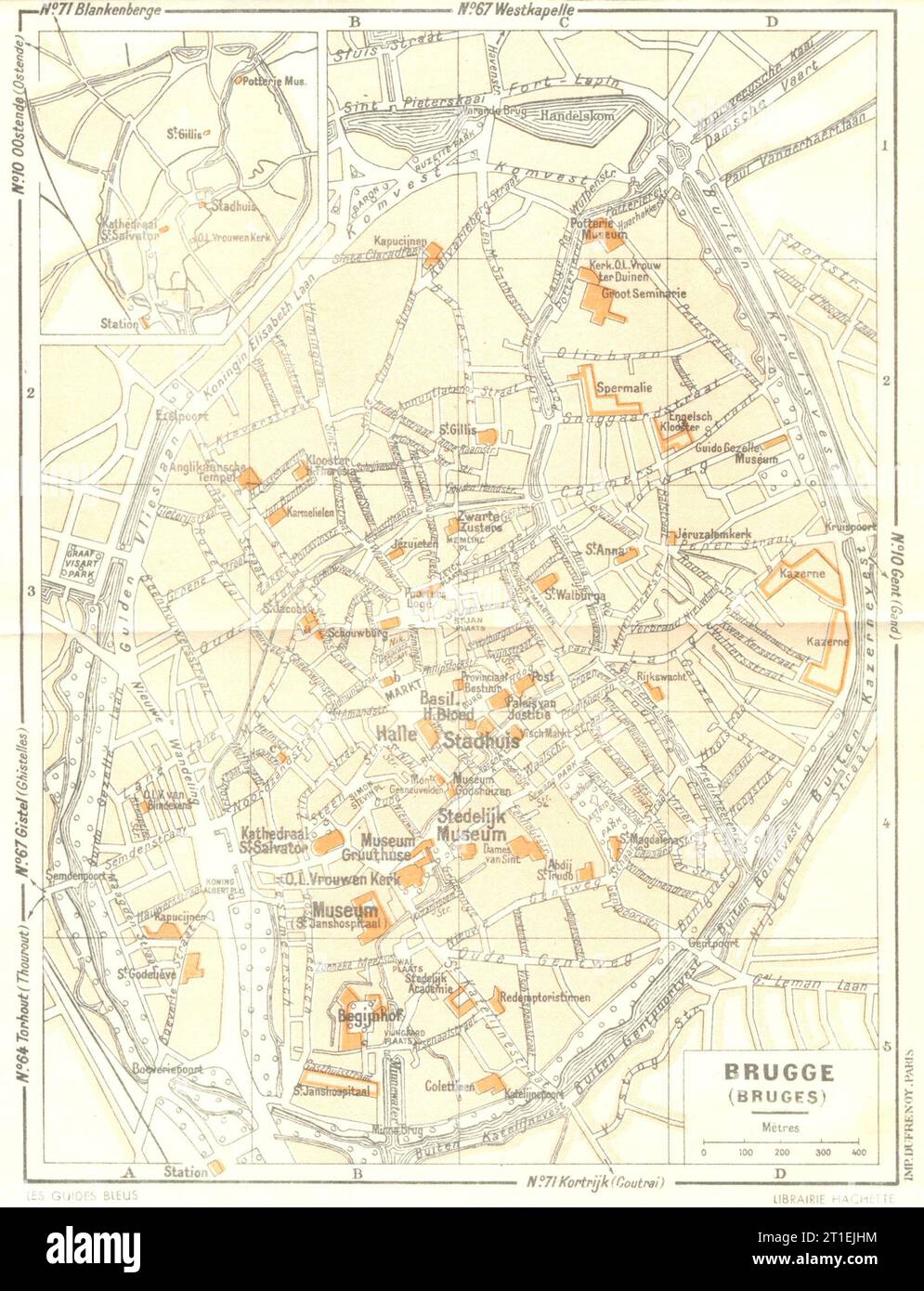 BELGIUM. Brugge 1953 old vintage map plan chart Stock Photo - Alamy