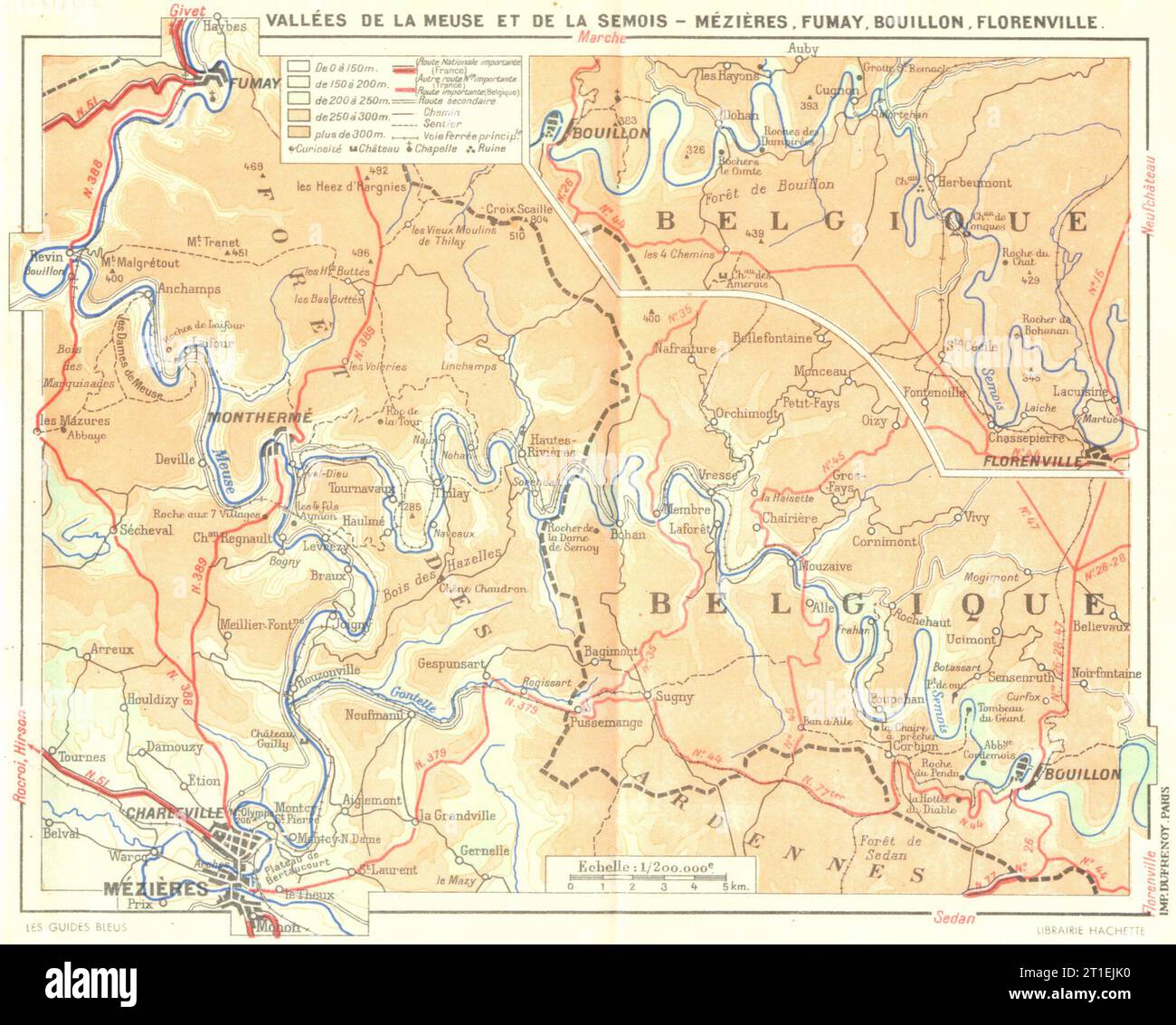 MEUSE. Mezieres, Fumay, Bouillon, Florenville 1953 old vintage map plan ...