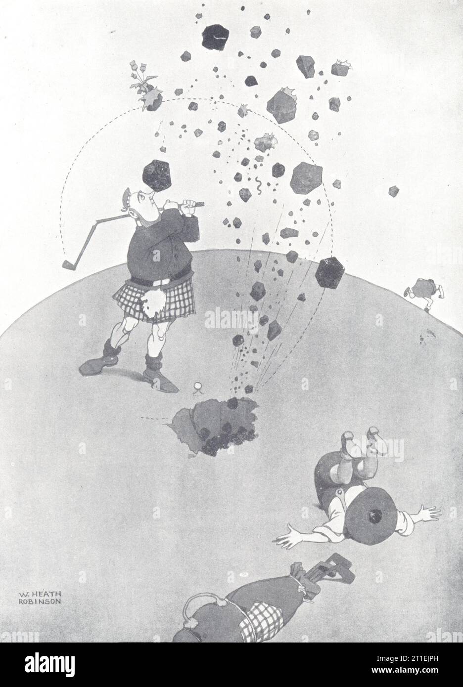 HEATH ROBINSON GOLF CARTOON. How coal was first discovered in Scotland ...