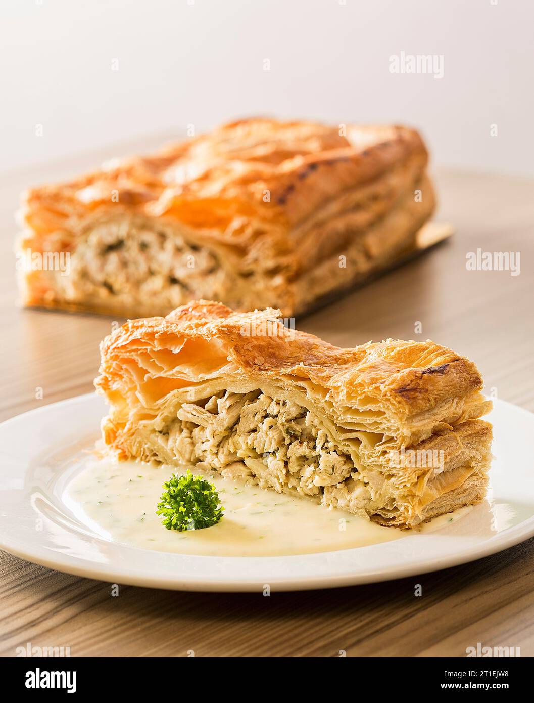 Chicken pate with creamy sauce Stock Photo - Alamy