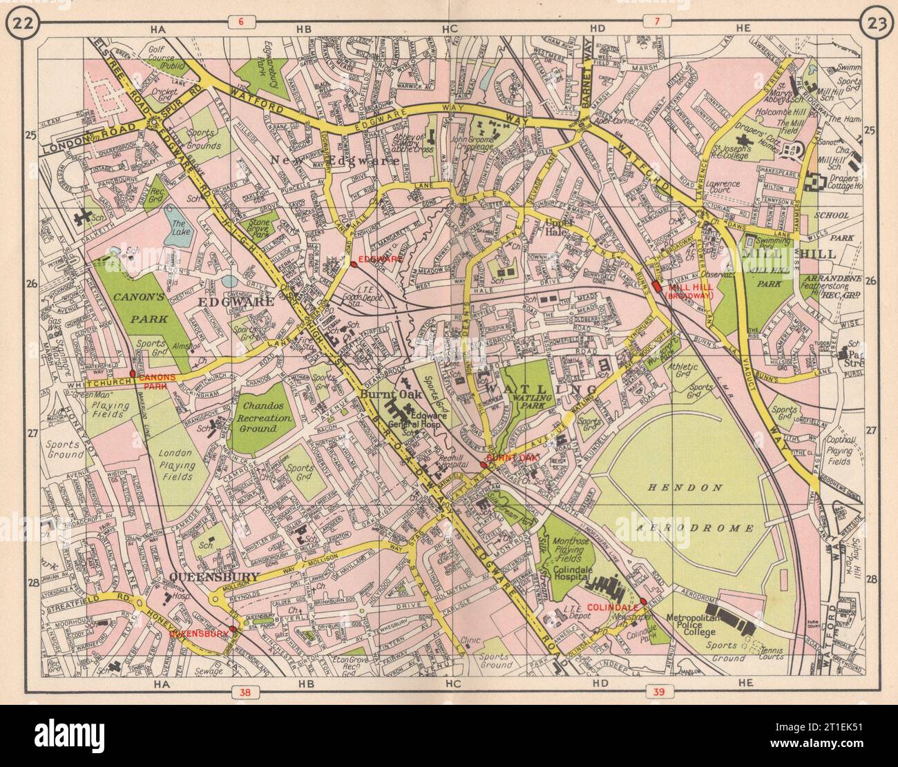 NW LONDON. Edgware Mill Hill Watling Burnt Oak Queensbury Colindale ...