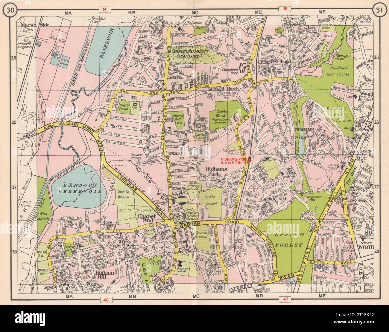 NE LONDON. Higham Hill Chingford Hatch Higham's Park Chapel End 1953 ...