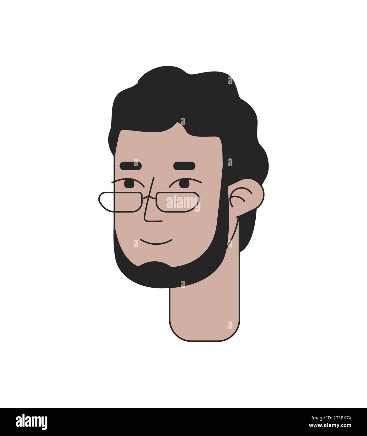 Eyeglasses middle aged arab man 2D linear cartoon character head Stock ...