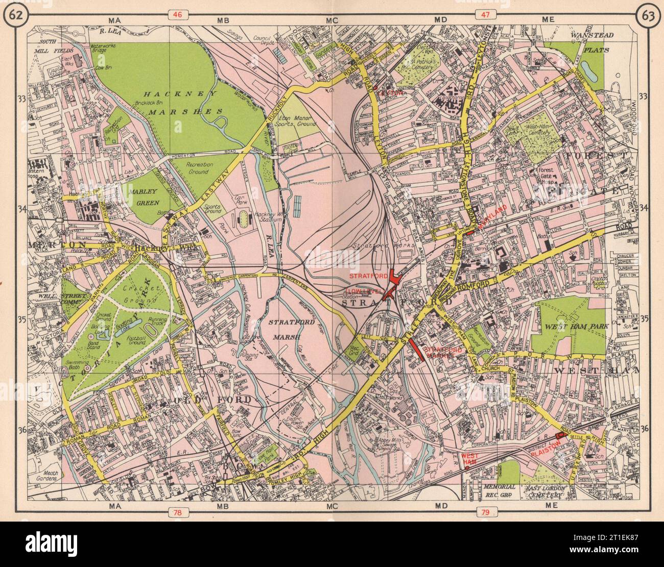 E LONDON. Old Ford Bow West Ham Forest Gate Hackney Leyton Stratford ...