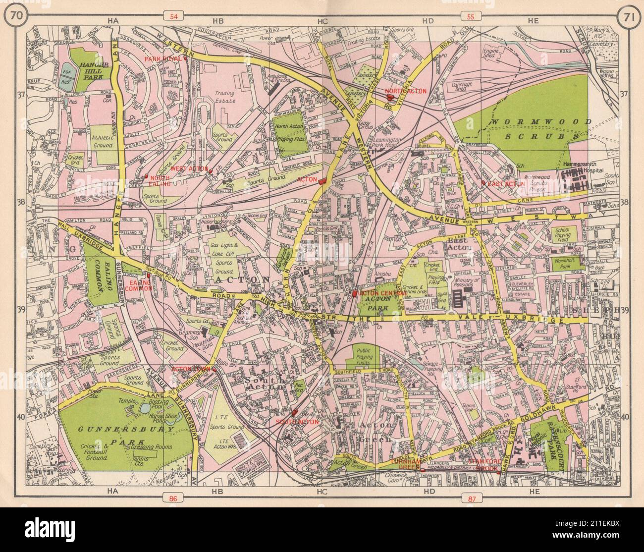 W LONDON. Acton Gunnersbury Park Royal Ealing Common Turnham Green 1953 ...