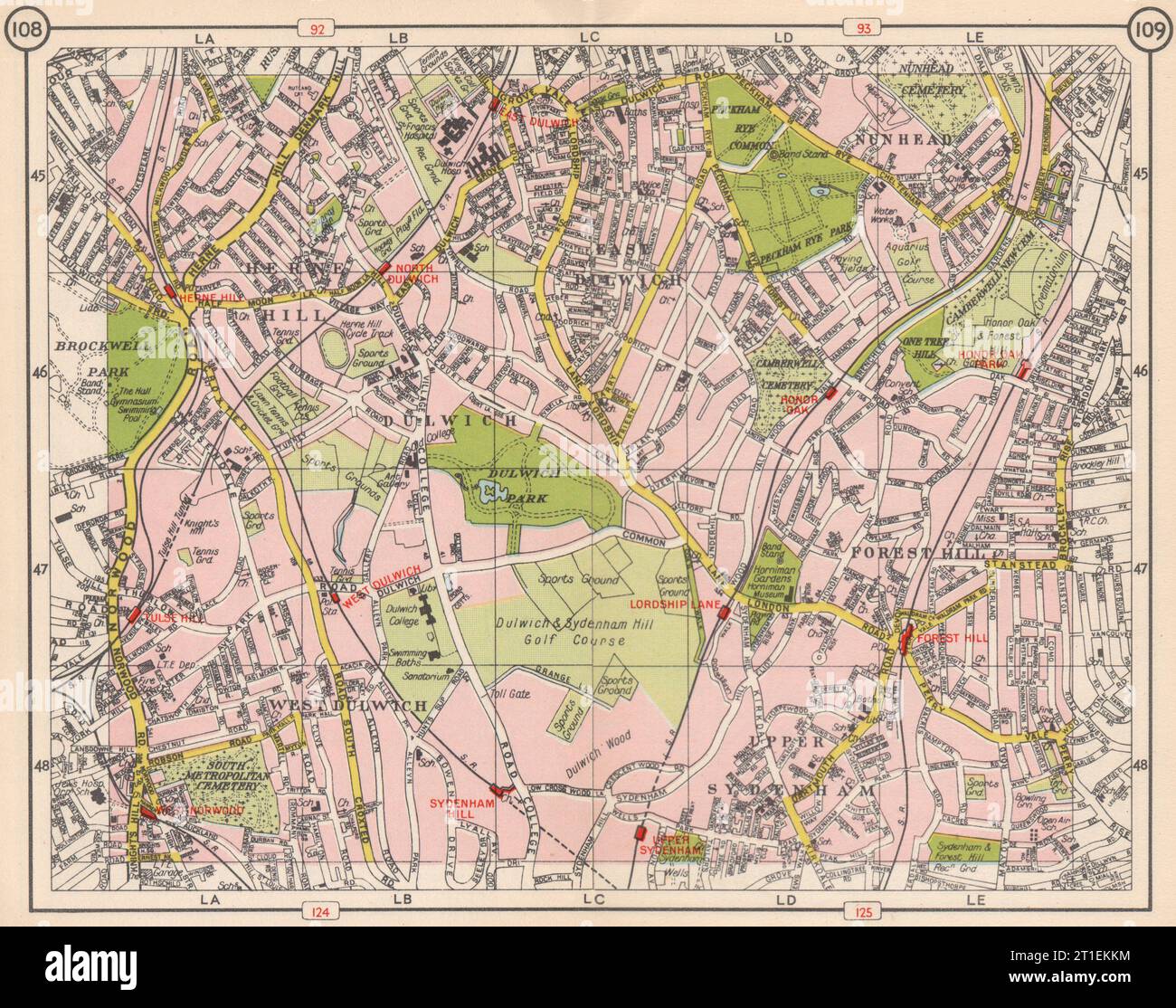 S LONDON. Upper Sydenham Forest Hill Tulse Hill Dulwich Nunhead 1953 ...