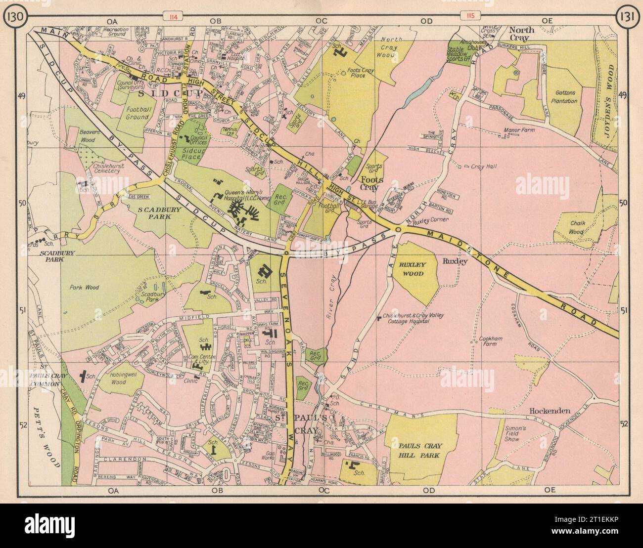 SE LONDON. Sidcup Foots Cray Ruxley St Paul's Cray North Cray 1953 old ...