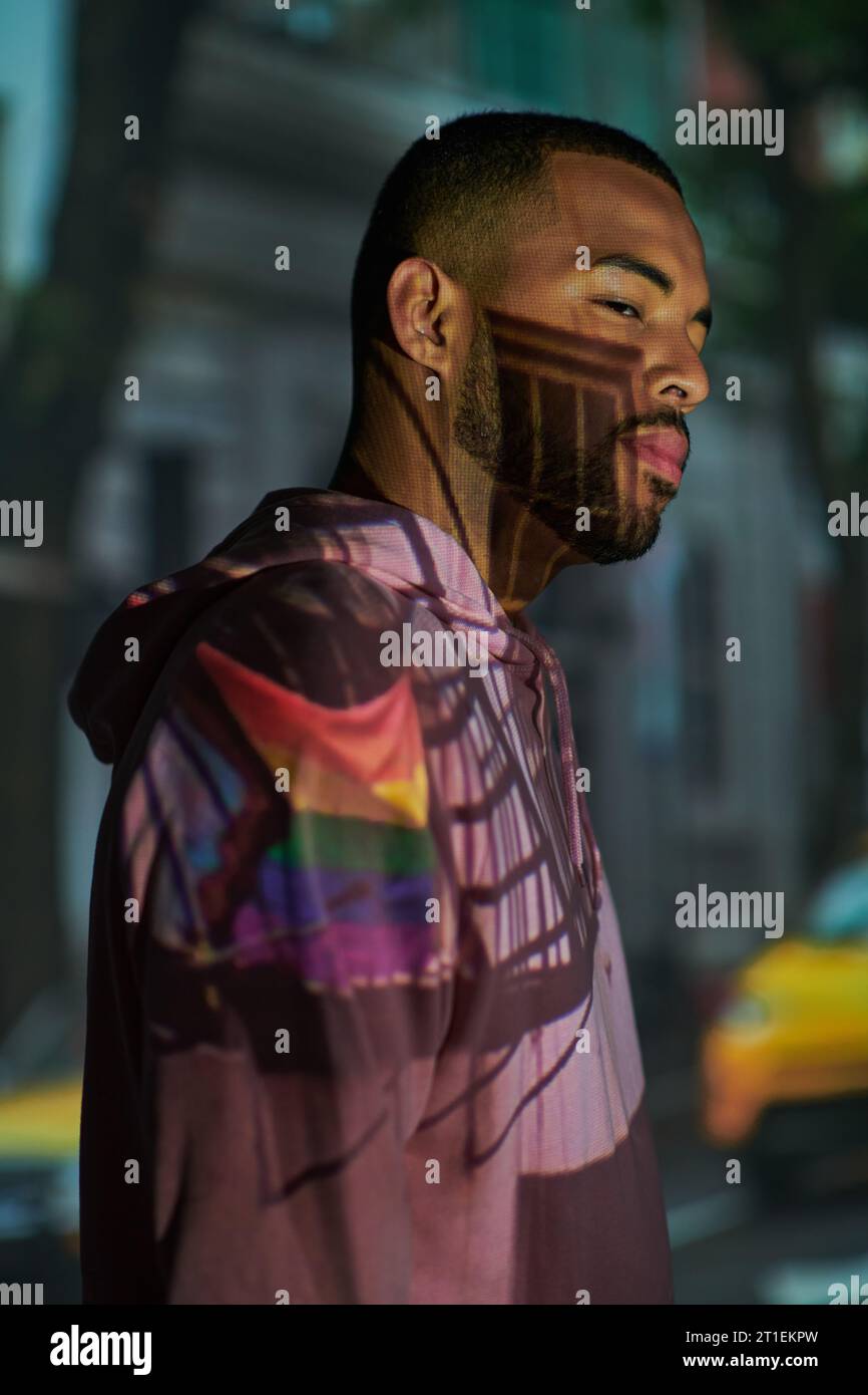 trendy african american male model posing in profile in digital ...