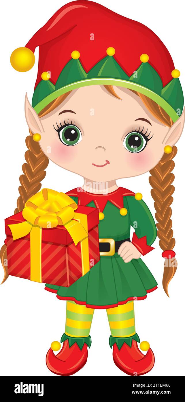 Vector Cartoon Cute Little Elf Girl Stock Vector Image And Art Alamy
