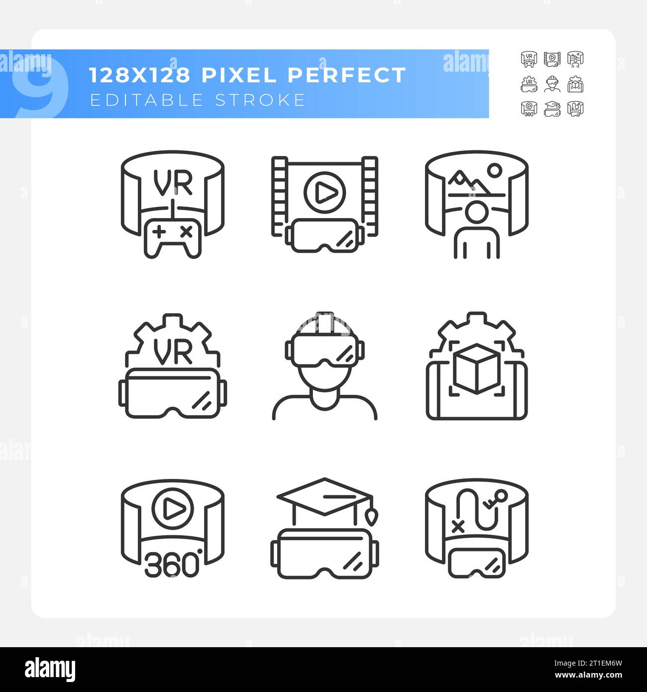 2D editable black VR, AR and MR icons pack Stock Vector Image & Art - Alamy