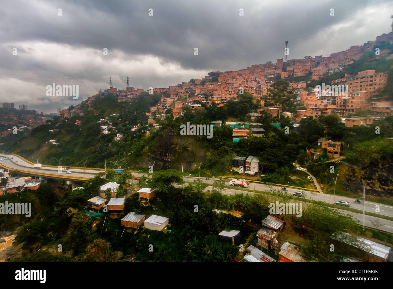 Aerial view of the Santa Margarita neighborhood with highway on the ...