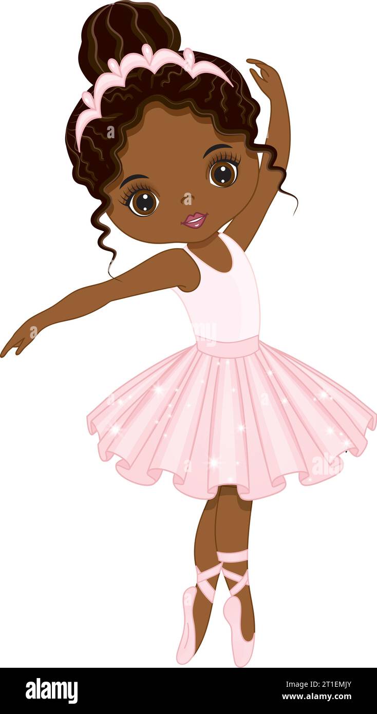 Vector Beautiful African American Ballerina Dancing Stock Vector Image ...
