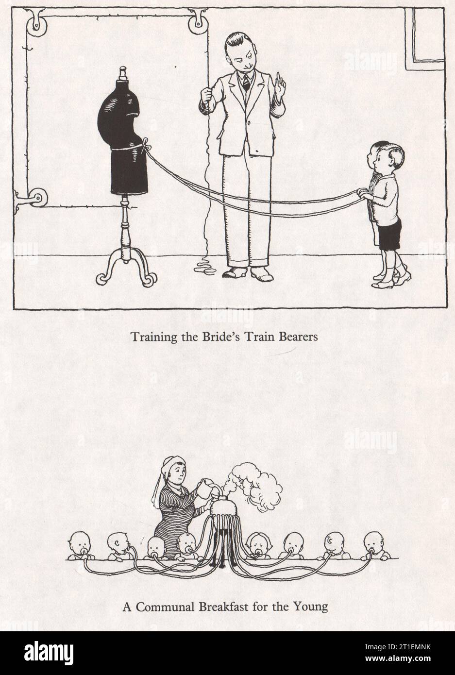 HEATH ROBINSON. Training Bride's train bearers. Communal babies ...