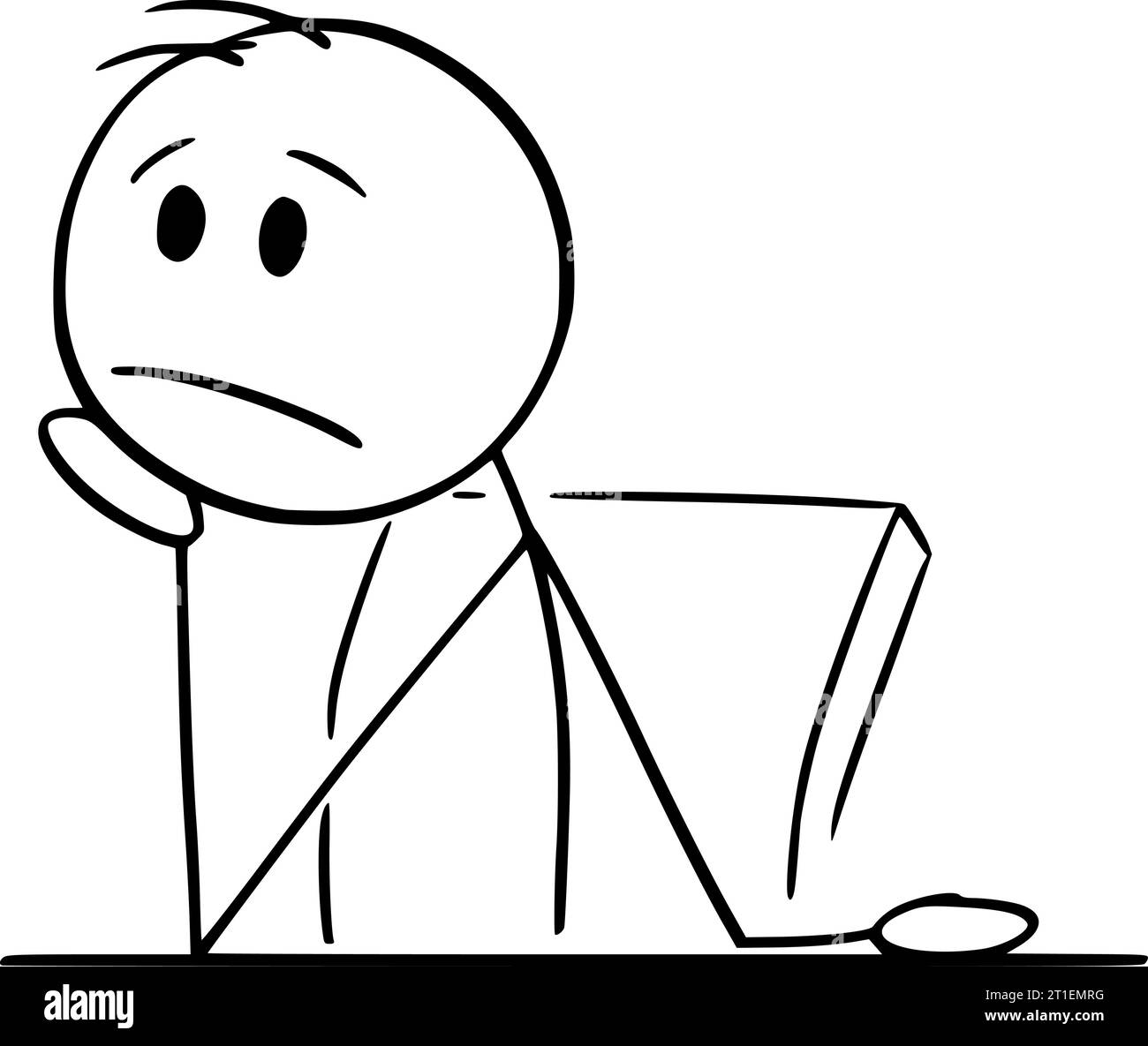 Frustrated Office Worker, Vector Cartoon Stick Figure Illustration ...