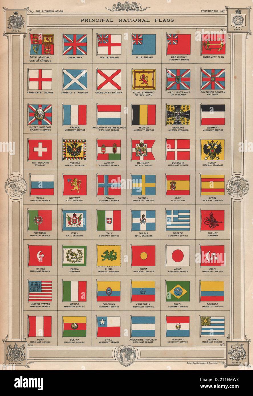 FLAGS. National Ensigns Standards British Empire Europe Americas 1912 ...