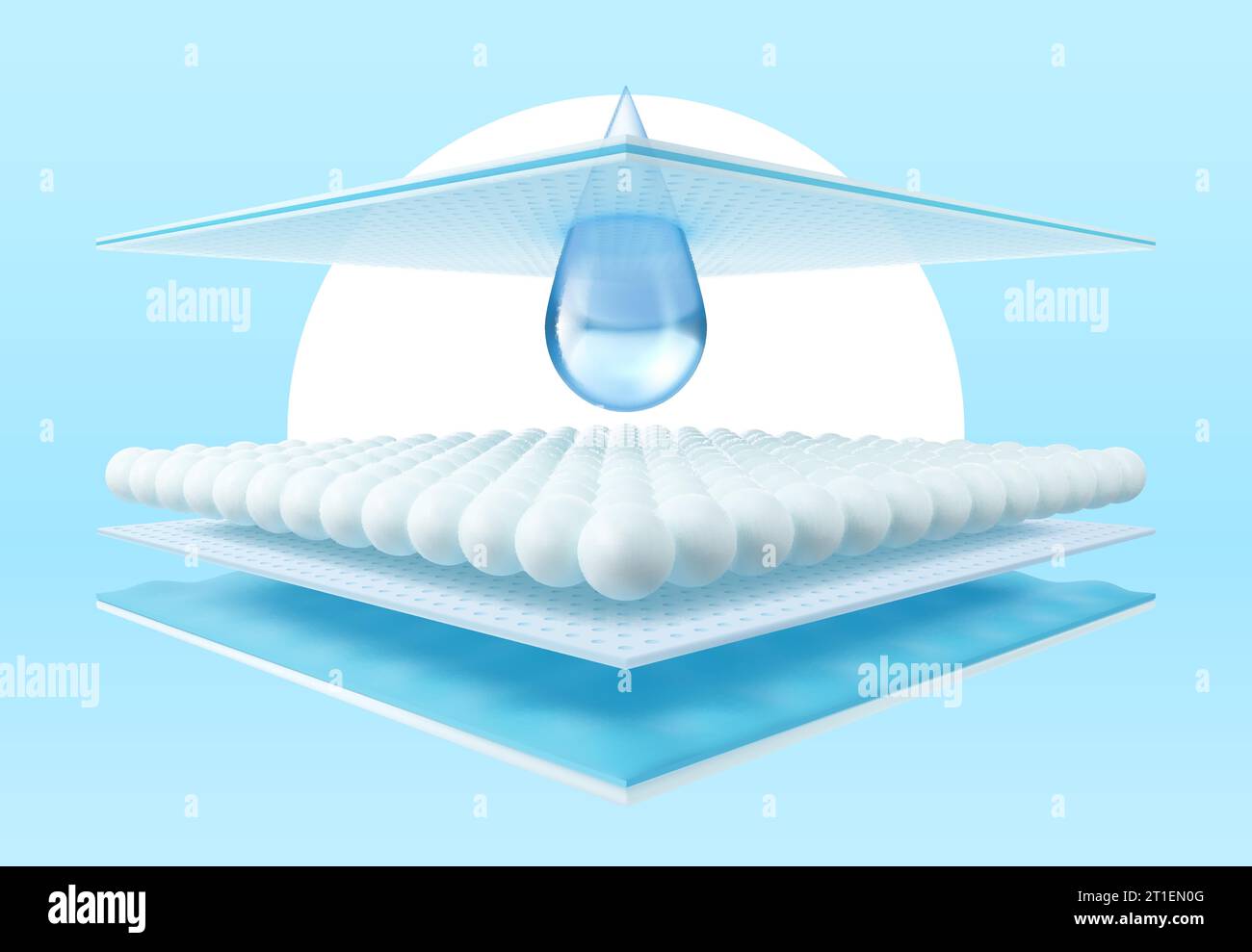 Sanitary diaper, absorb fabric, layer pad, cotton surface. Vector ...