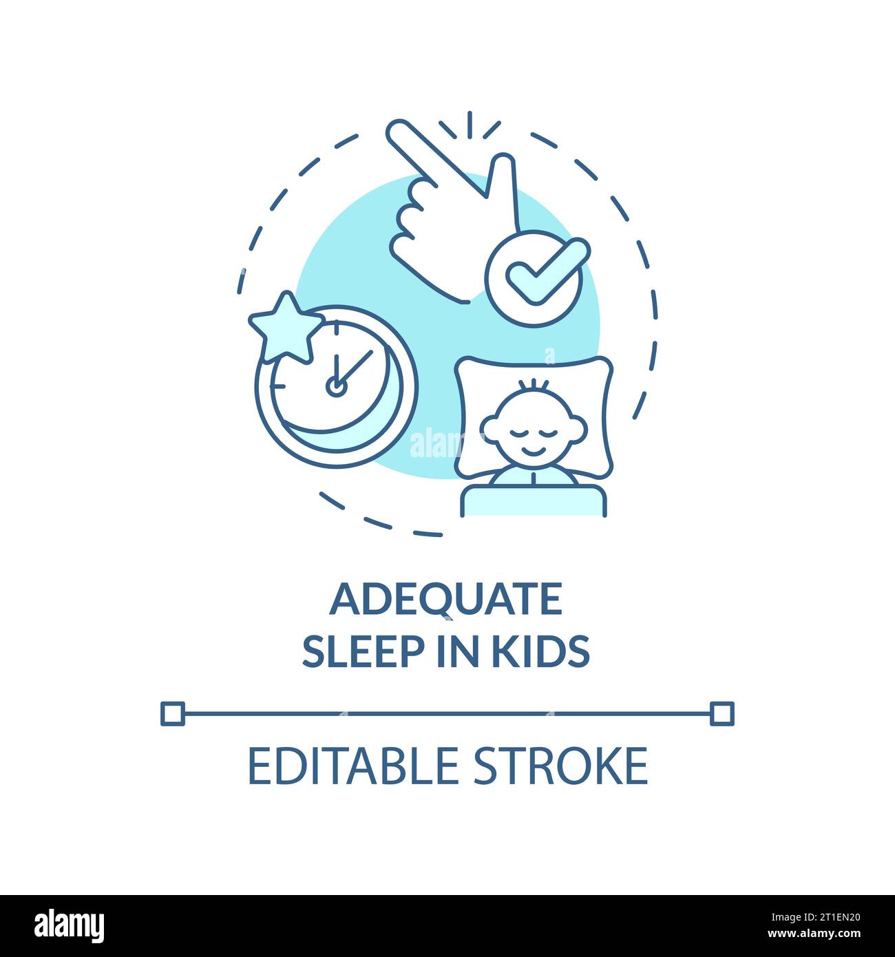 2D thin line icon adequate sleep in kids concept Stock Vector Image ...